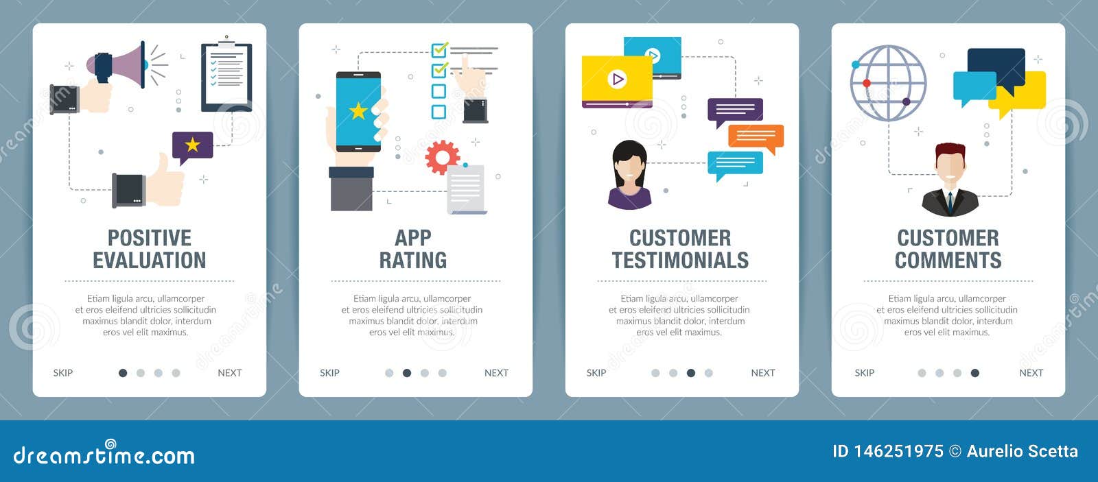 Positive Evaluation, App Rating and Customer Testimonials Stock Vector ...