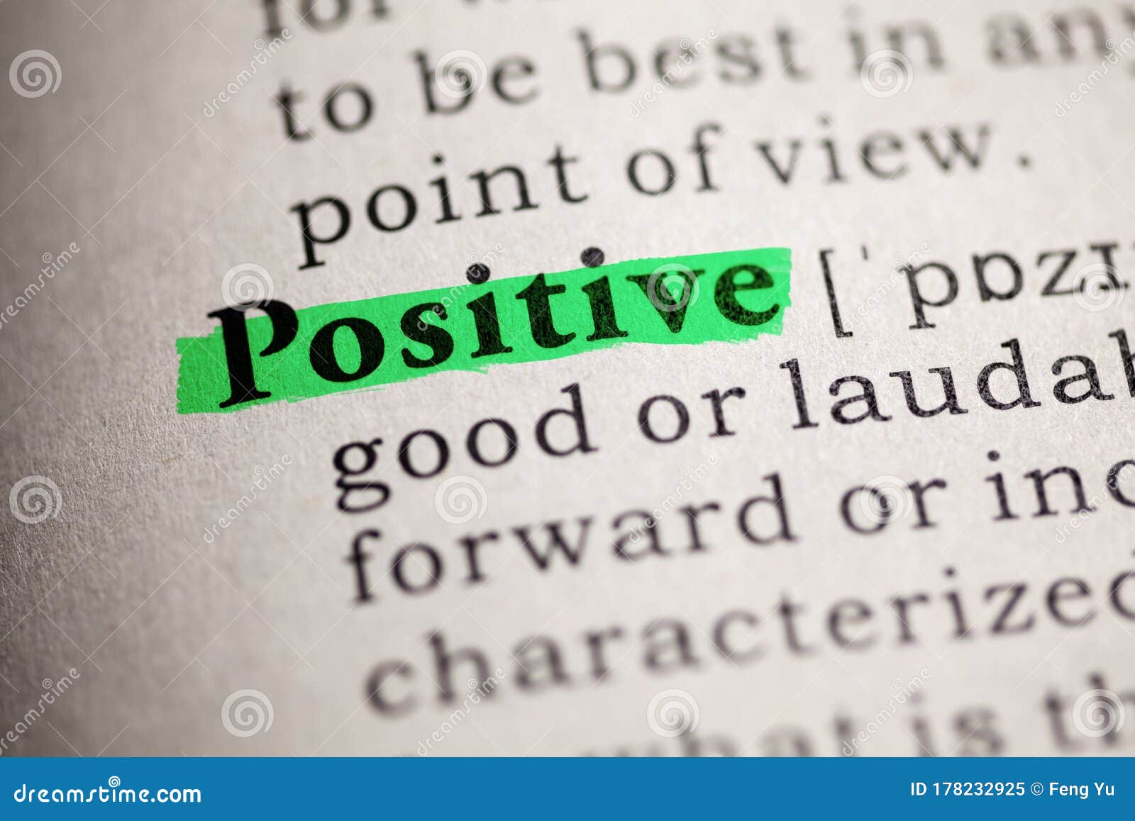 Definition of the Word Positive Stock Image - Image of book, green ...