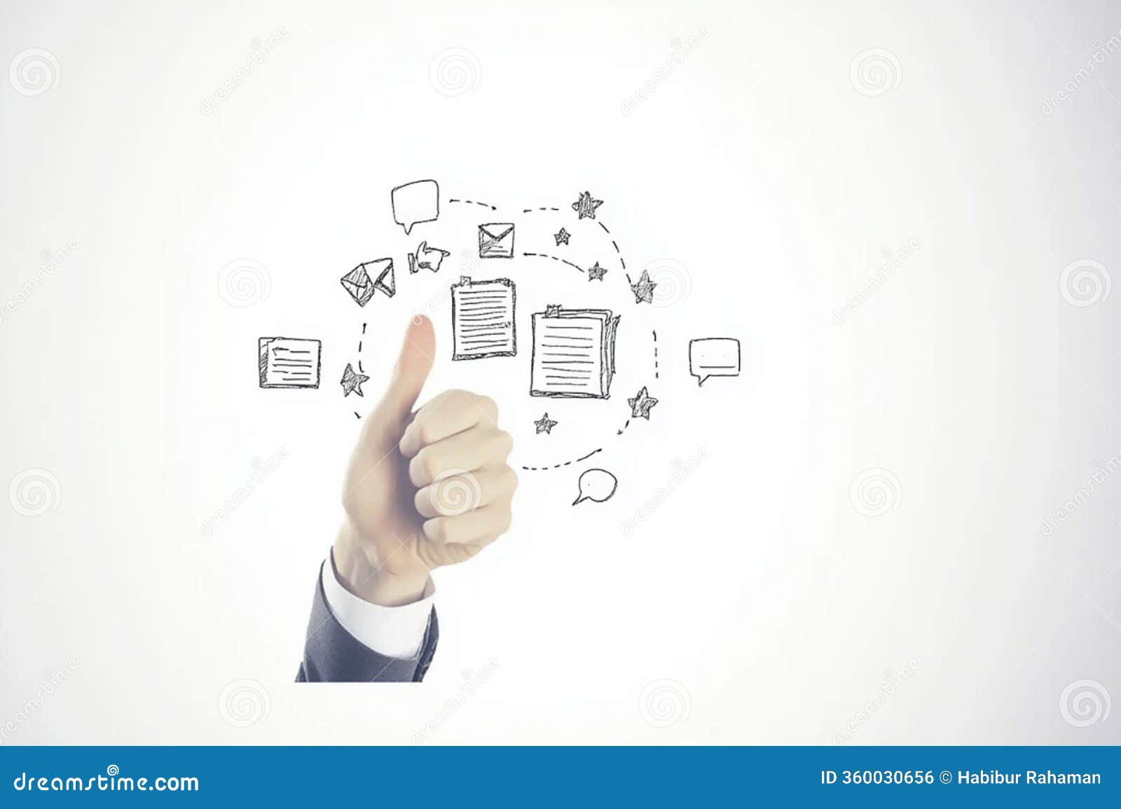 Positive Feedback Hand Gesture Documents Emails Stars Success Business ...