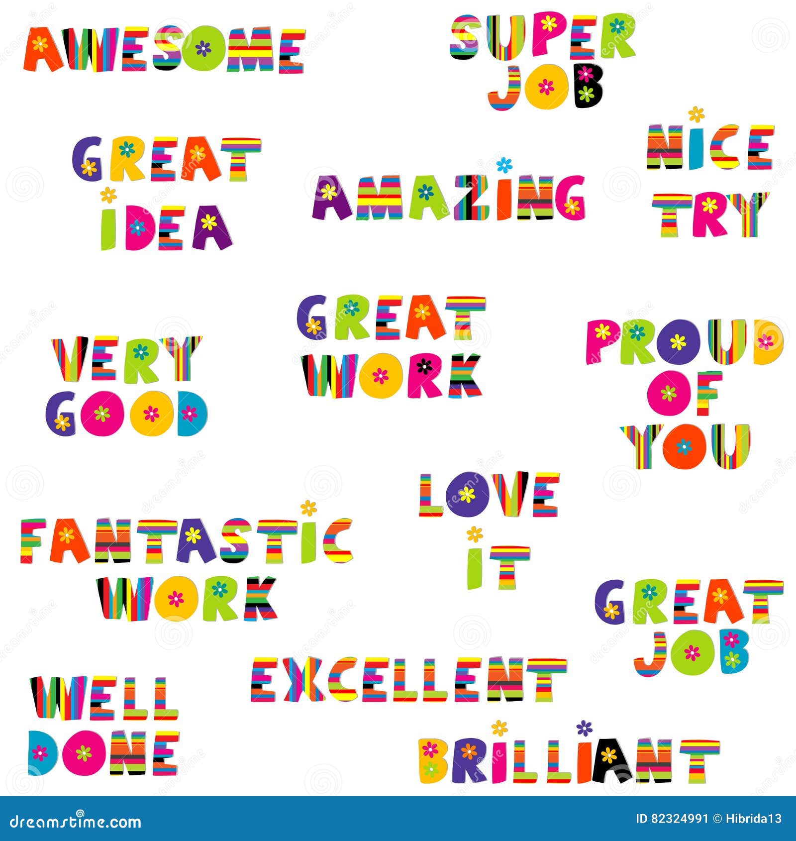 Positive Feedback Messages in Colorful Pattern Stock Vector ...