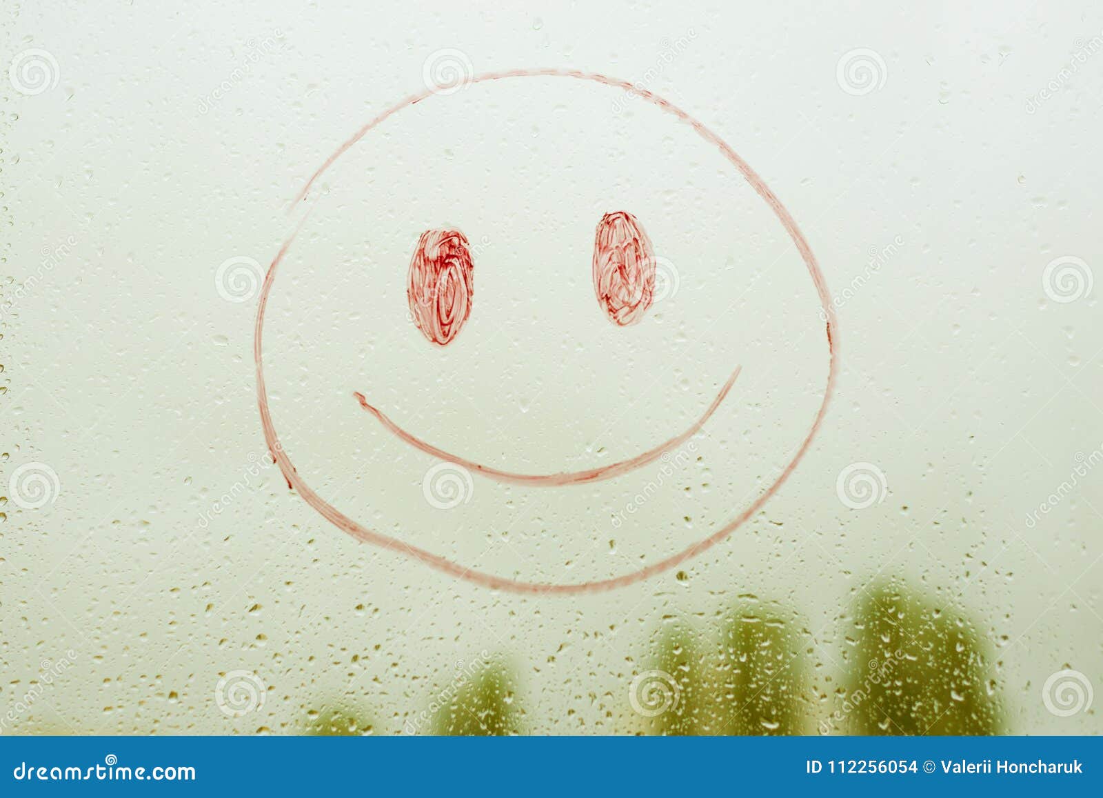 Positive Funny Smiley on a Rainy Window Stock Photo - Image of glass ...
