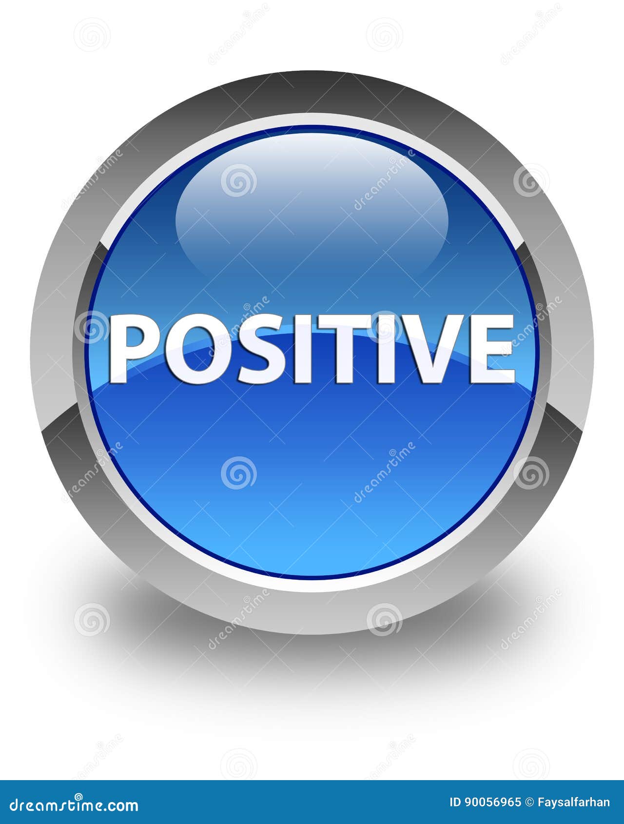 Positive Glossy Blue Round Button Stock Illustration - Illustration of ...