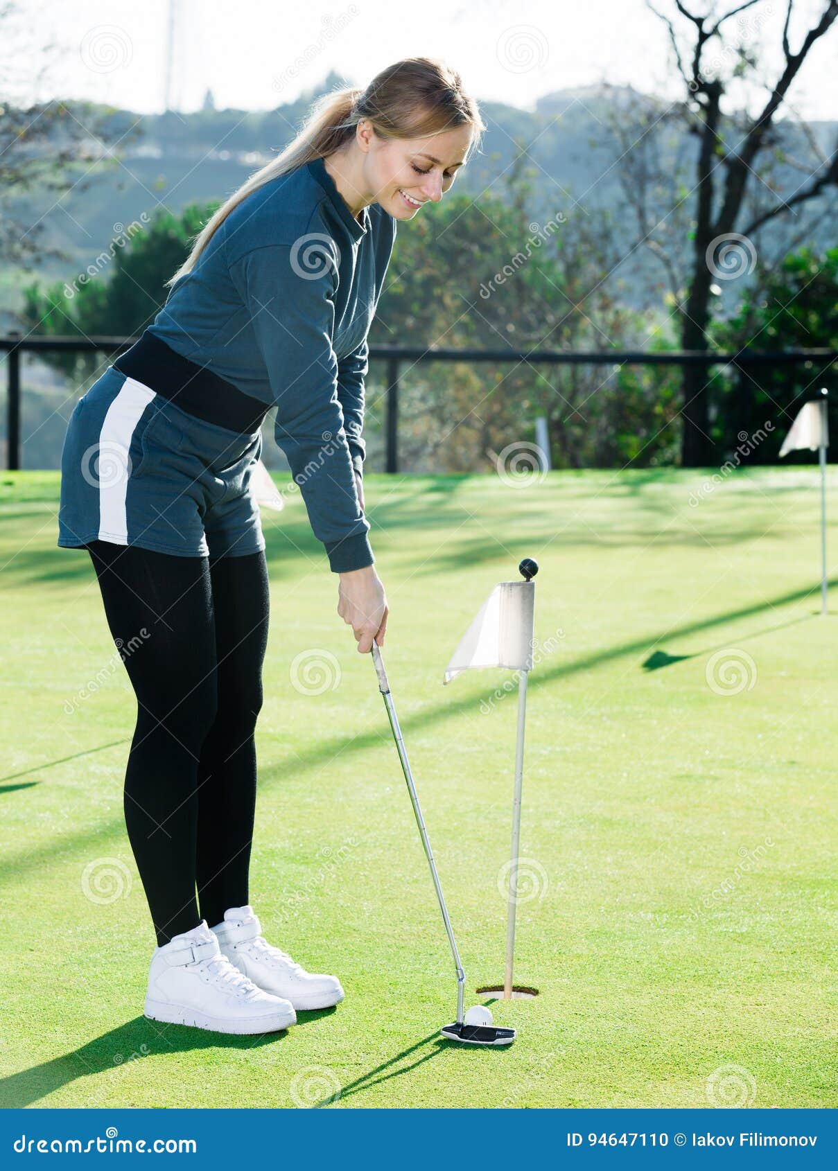 Positive Golfer is Ready for Play at Golf Course Stock Photo - Image of ...