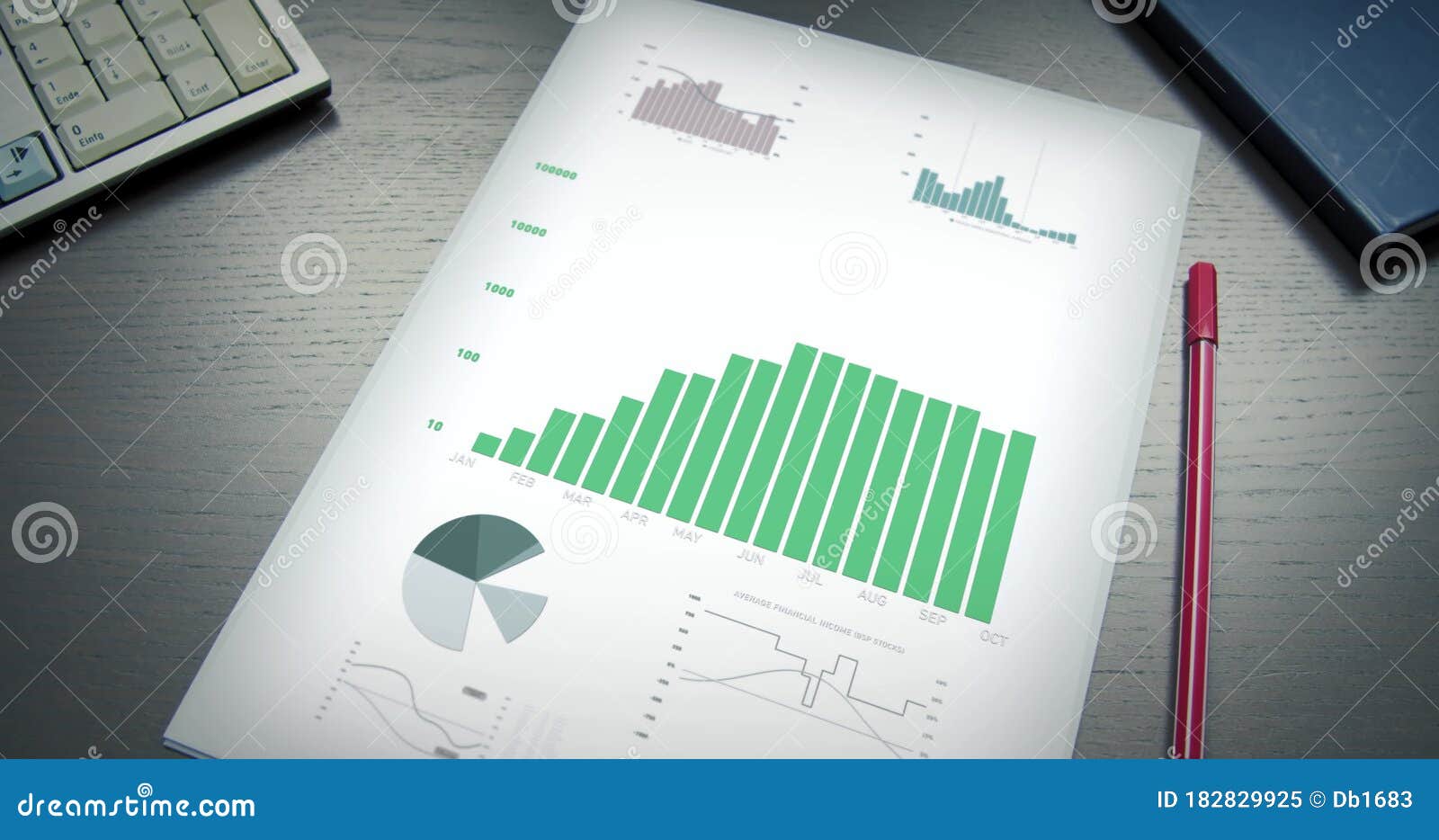 Positive Graph Develops on a Piece of Paper on an Office Table. Digital ...