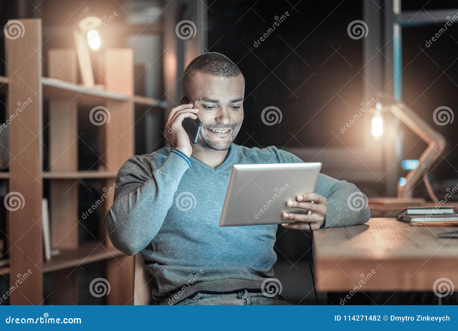 Positive it Guy Coding with Tablet Stock Photo - Image of employment ...