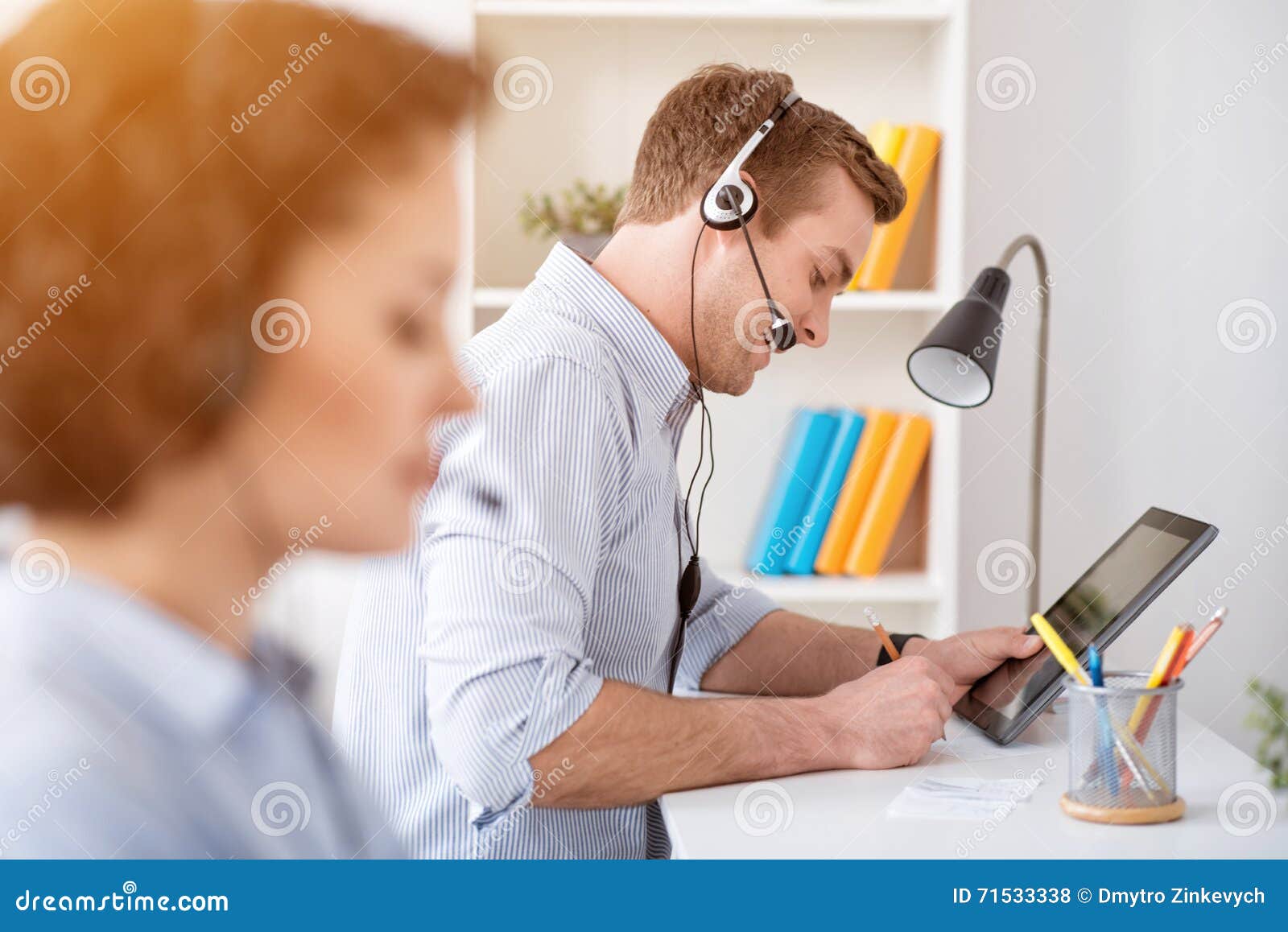 Positive Handsome Man Working in the Office. Stock Photo - Image of ...