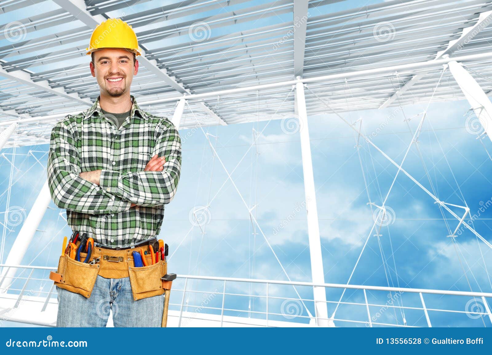 Positive handyman portrait stock photo. Image of people - 13556528