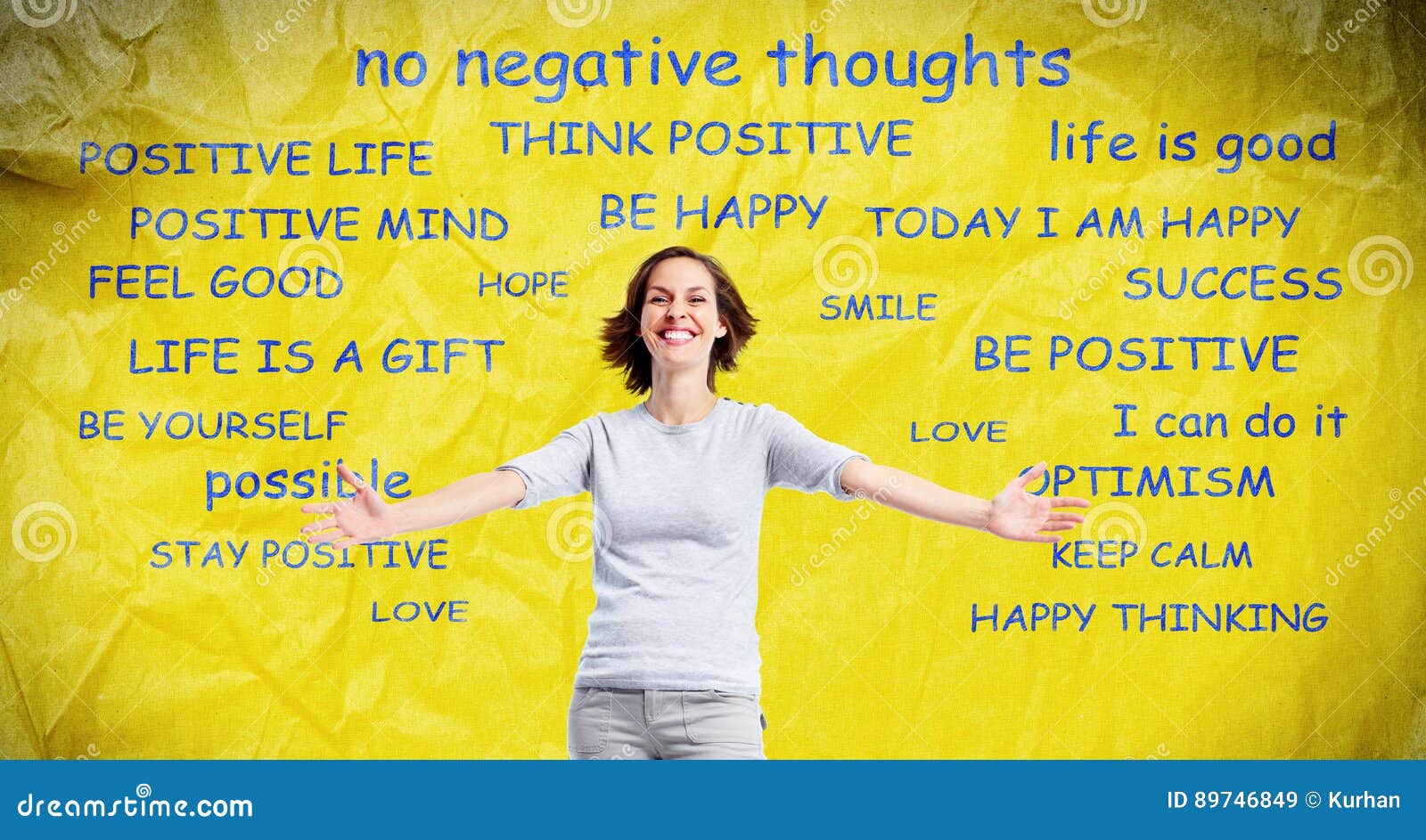 Positive Happy Woman on Abstract Background. Stock Image - Image of ...