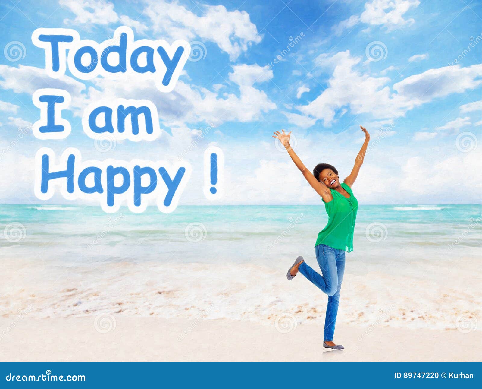 Positive Happy Woman on Abstract Background. Stock Photo - Image of ...