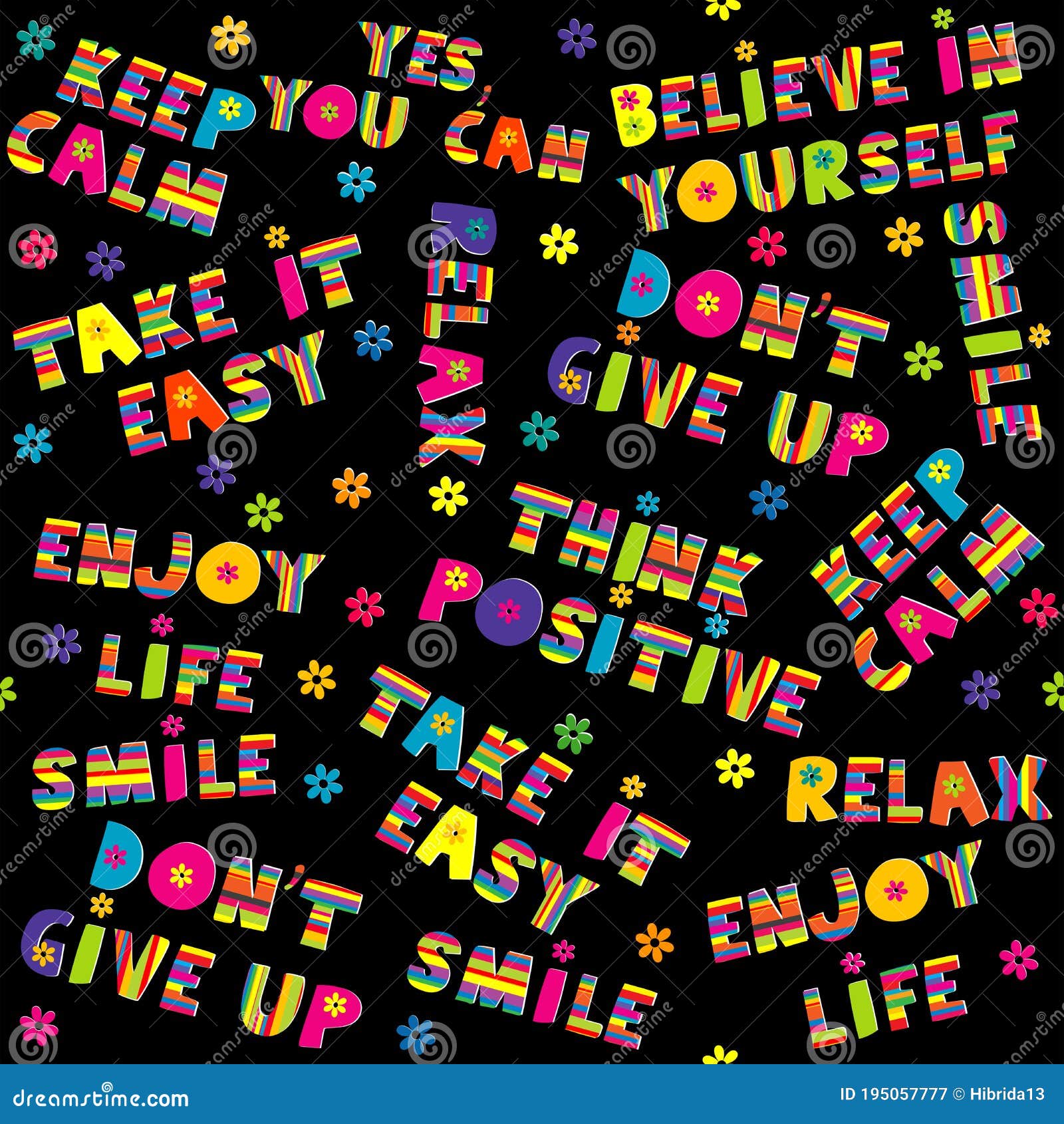 Positive Inspirational Quotes Seamless Pattern Stock Vector ...