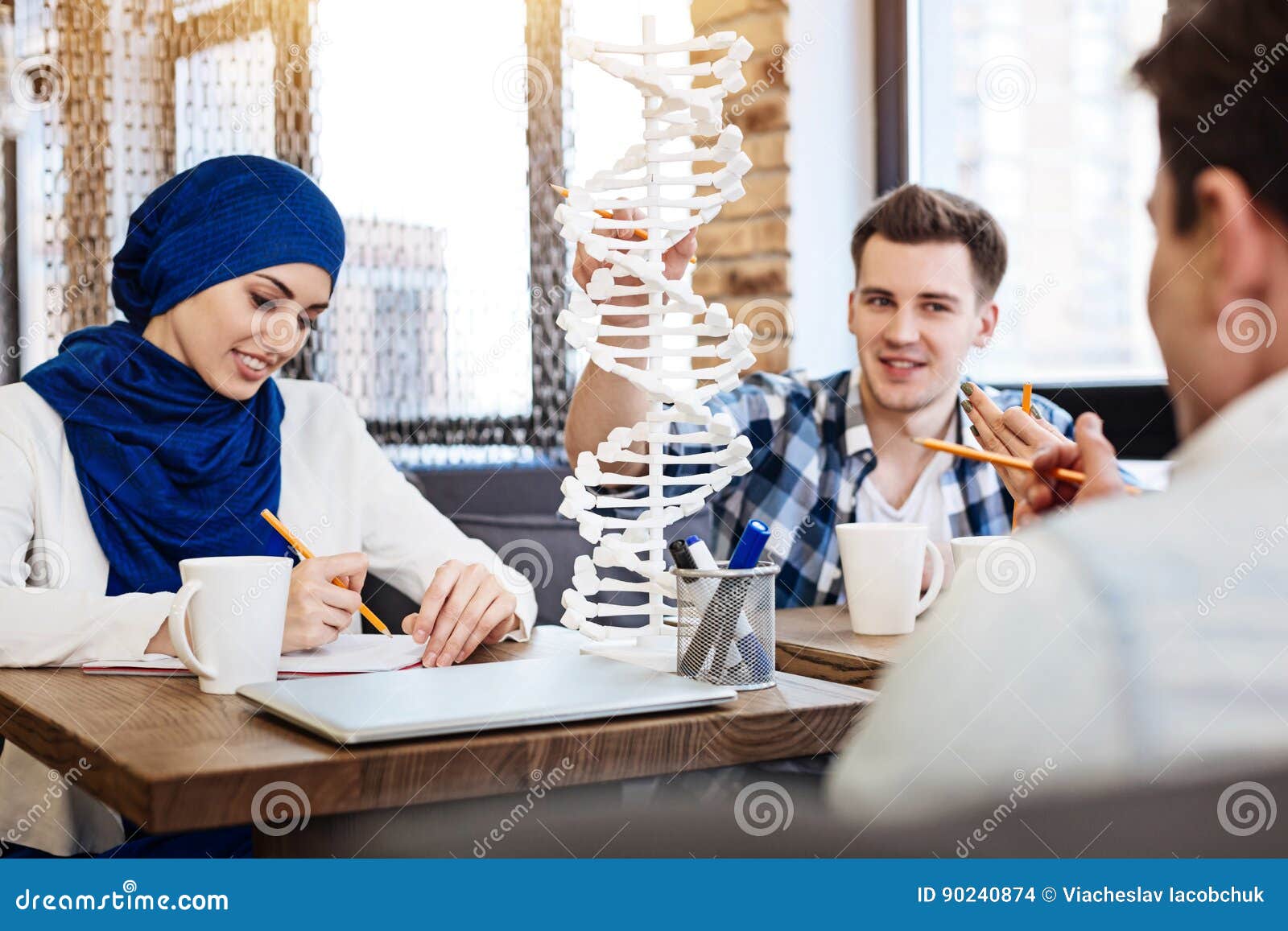 Positive International Students Studying Genetics Stock Photo - Image ...