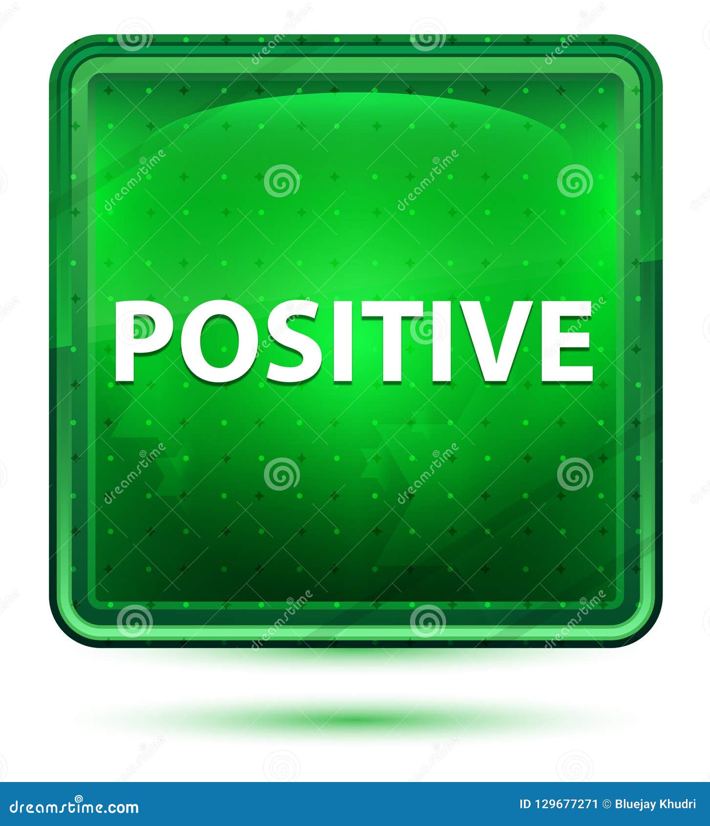 Positive Neon Light Green Square Button Stock Illustration ...