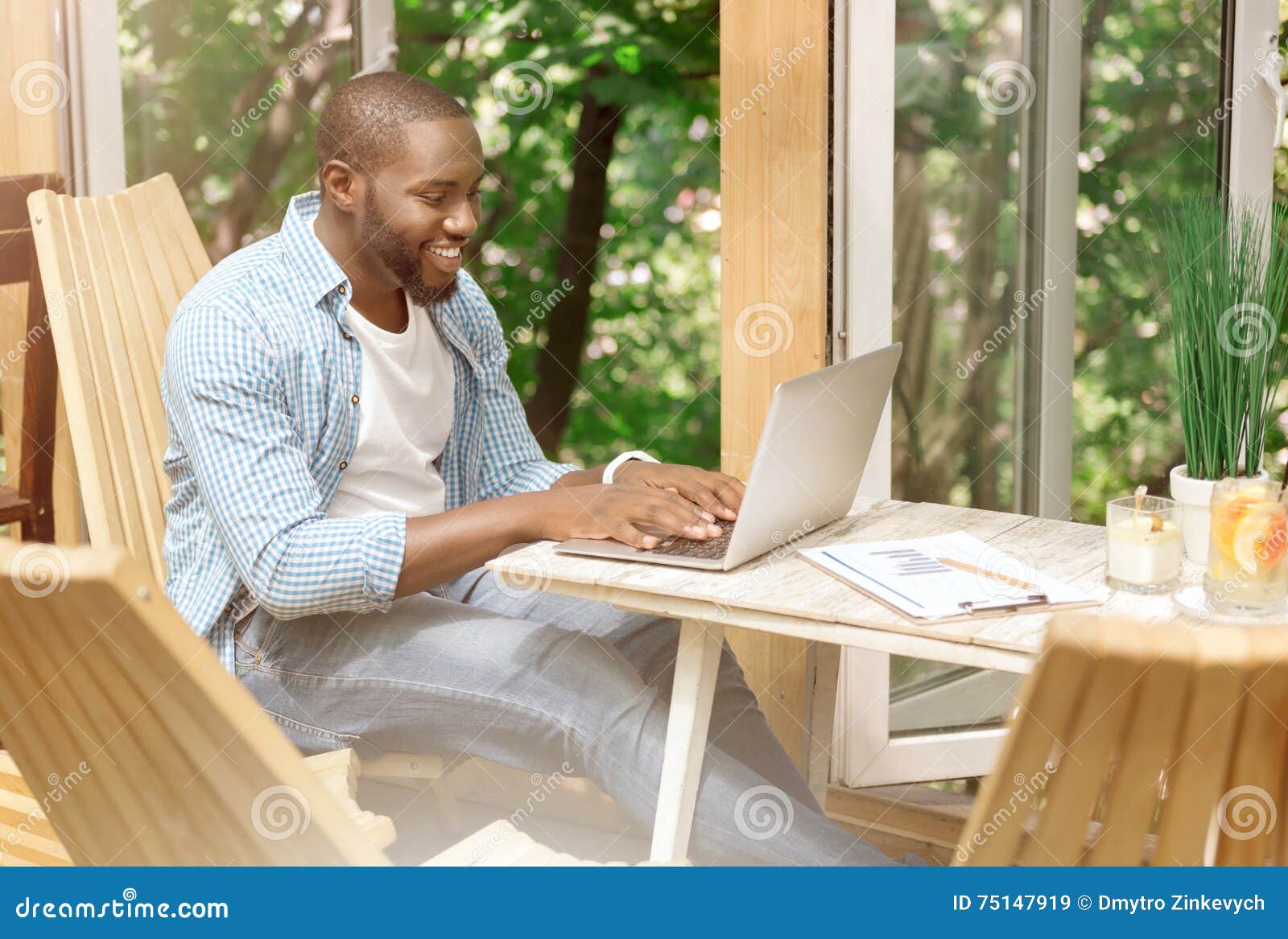 Positive Man Sitting at the Table Stock Image - Image of inside, male ...