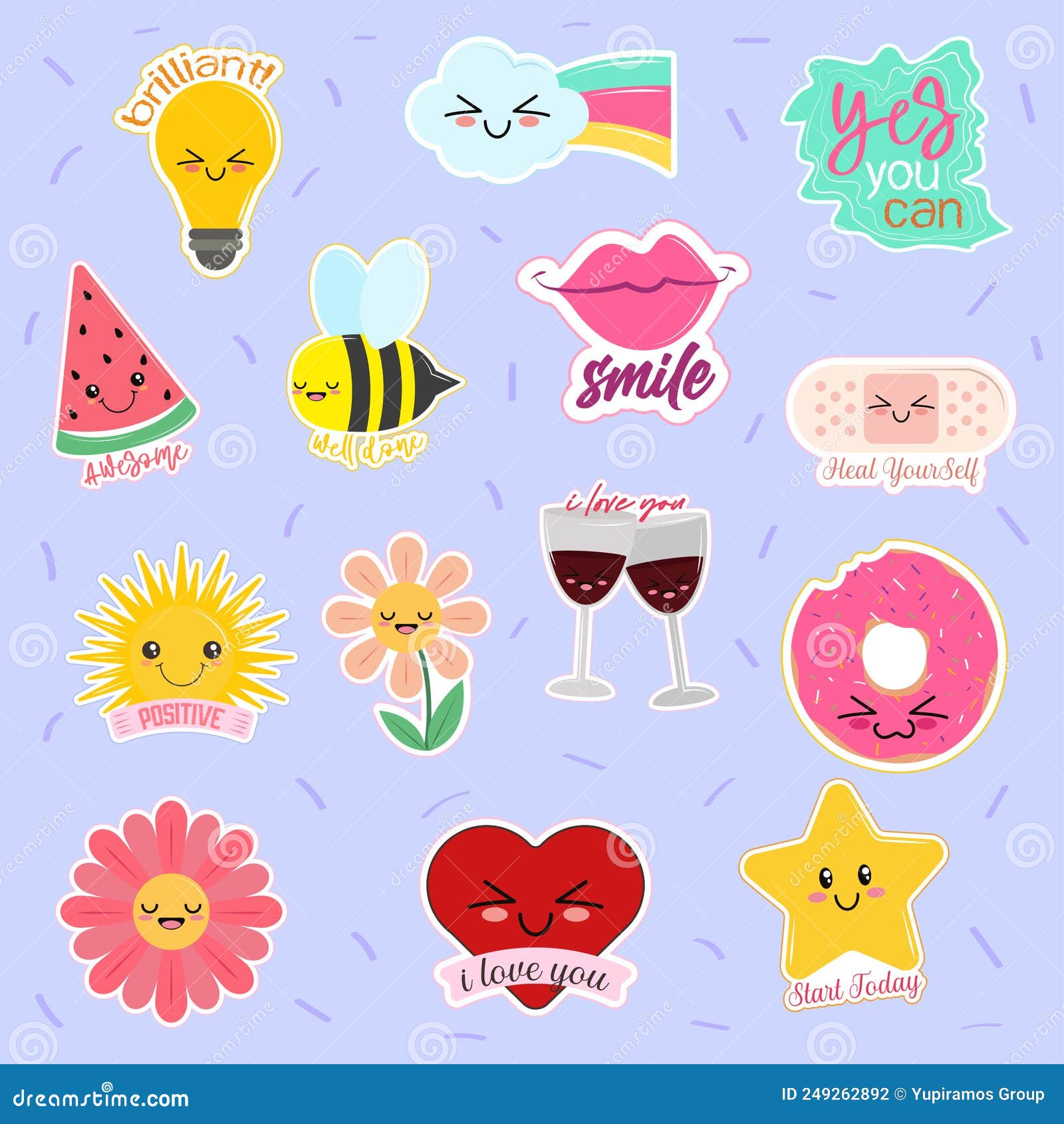Positive messages stickers stock vector. Illustration of poster - 249262892