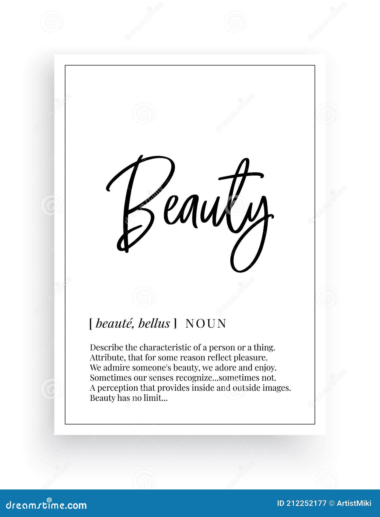 Beauty Definition, Vector. Minimalist Poster Design Stock Vector ...