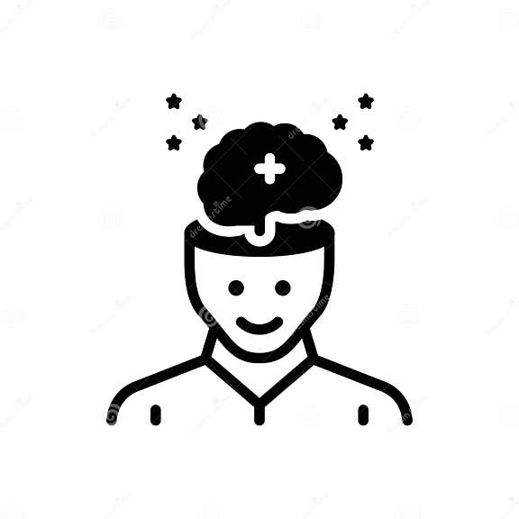 Black Solid Icon for Positive Mindset, Positive and People Stock ...