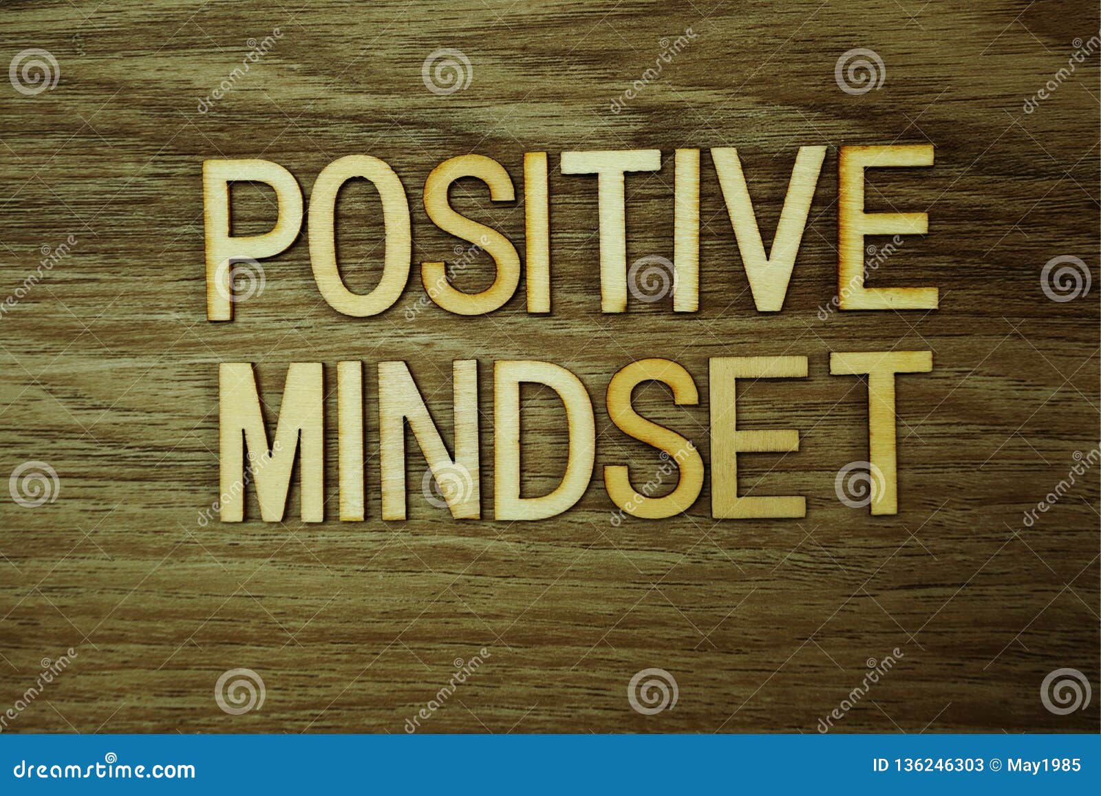 Positive Mindset Text Message on Wooden Background Stock Image - Image ...