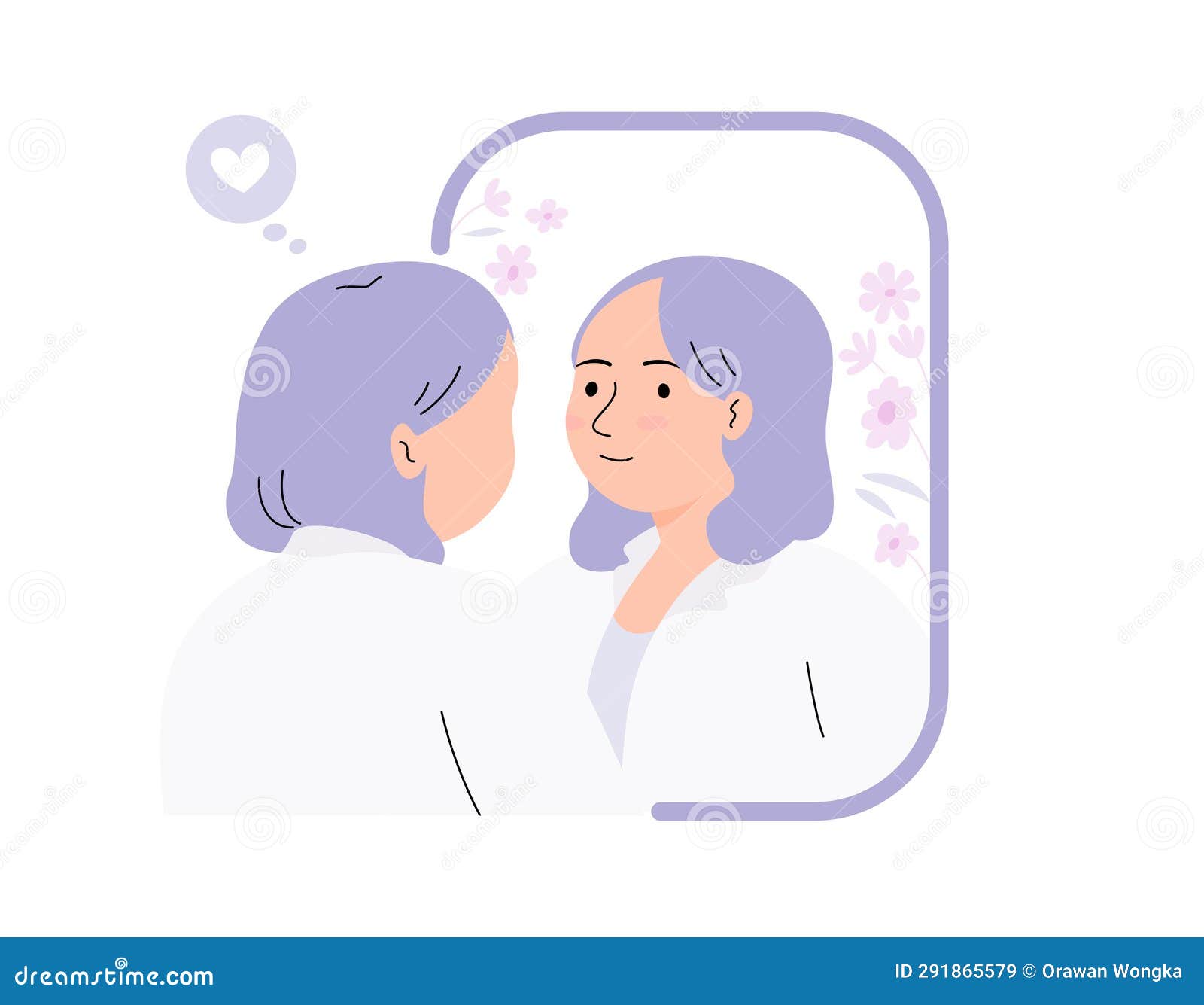 Positive Mirror Talk, Mental Health Concept. Flat Vector Illustration ...