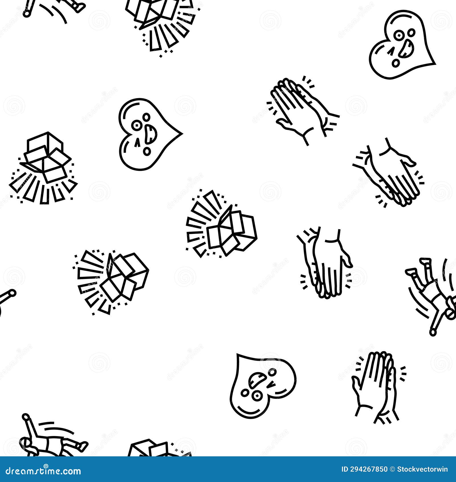 Positive Mood Happy Smile Vector Seamless Pattern Stock Vector ...