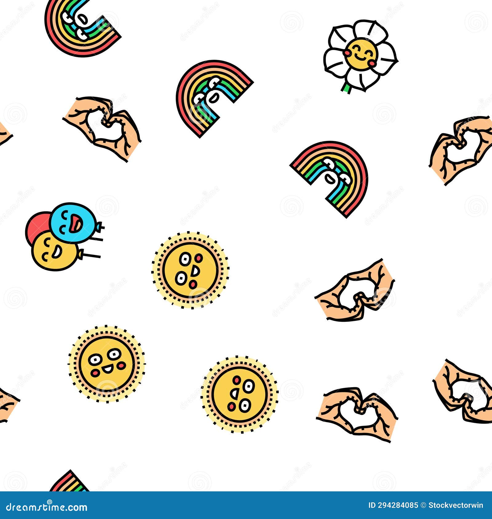 Positive Mood Happy Smile Vector Seamless Pattern Stock Vector ...