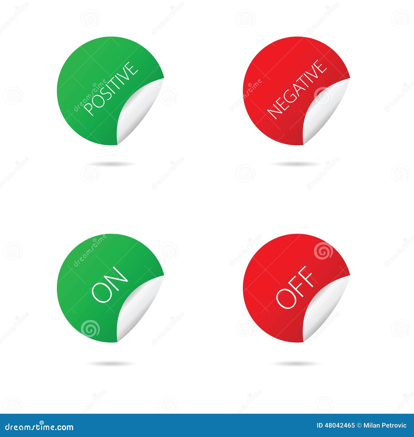 Positive and Negative Circle Sticker Color Vector Stock Vector ...