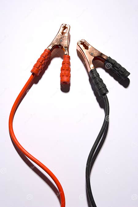 Positive and Negative Jumper Cables Stock Photo - Image of leads, white ...