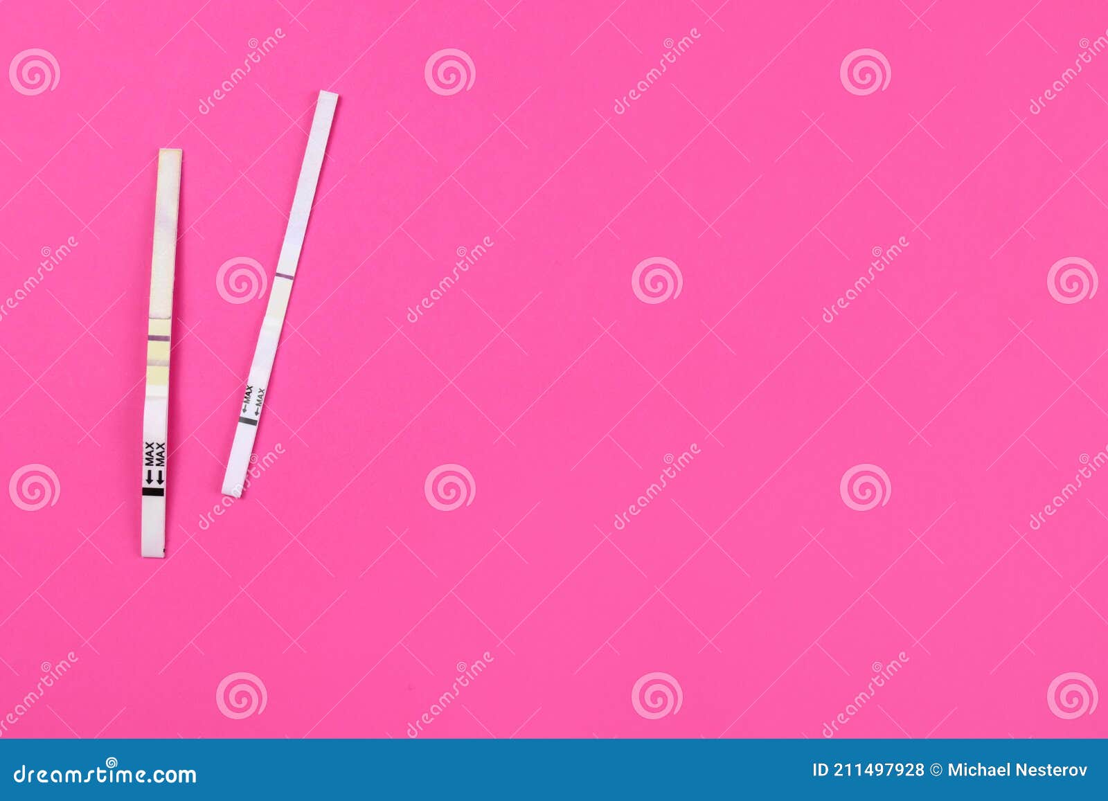 Positive and Negative Pregnancy Test on a Pink Background Stock Photo ...