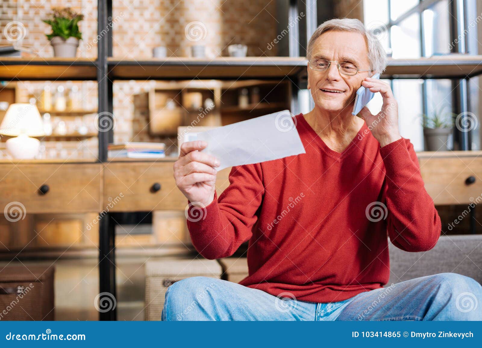 Positive Nice Man Talking on the Phone Stock Image - Image of ...