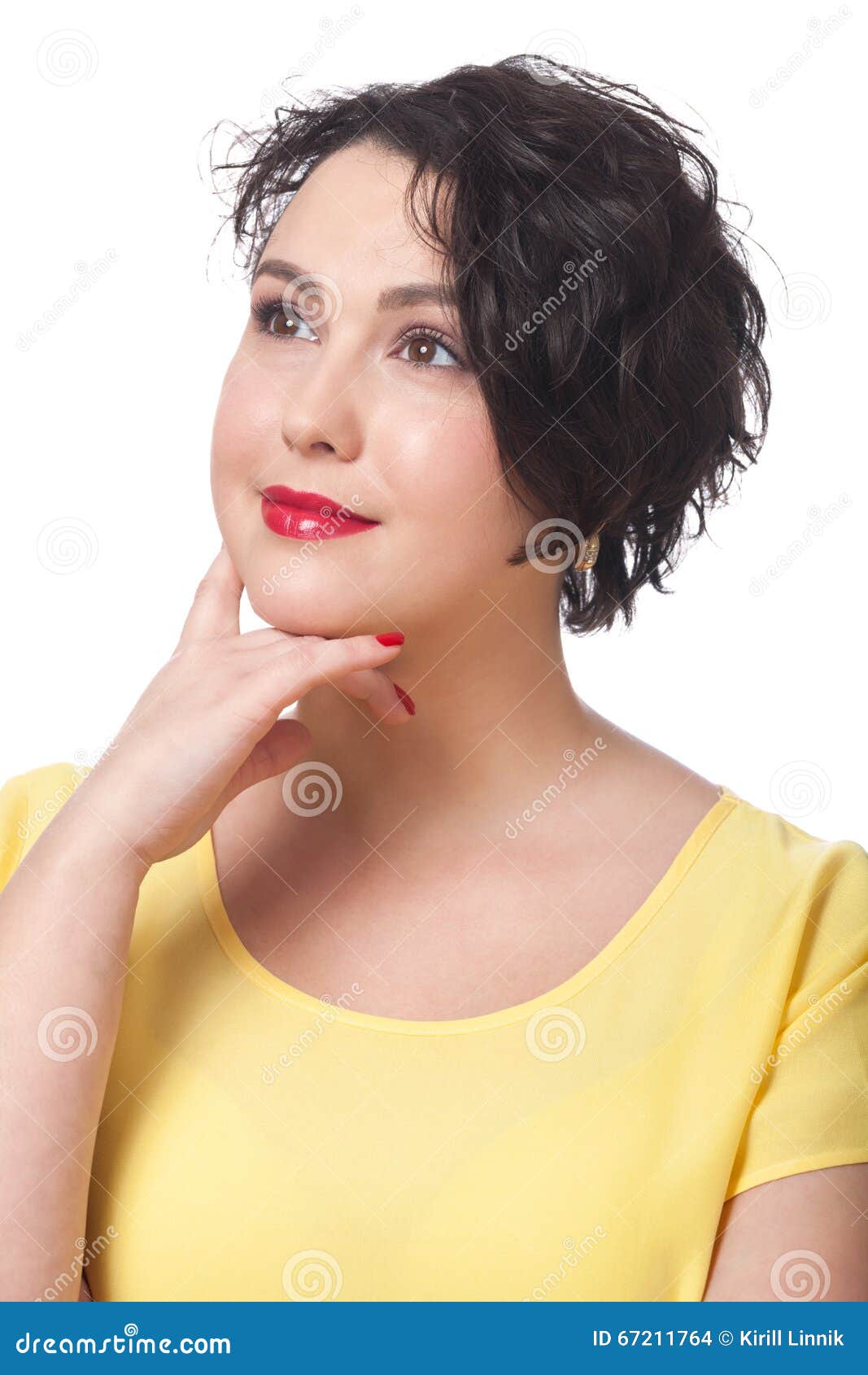 Positive pensive woman stock photo. Image of lovely, beauty - 67211764