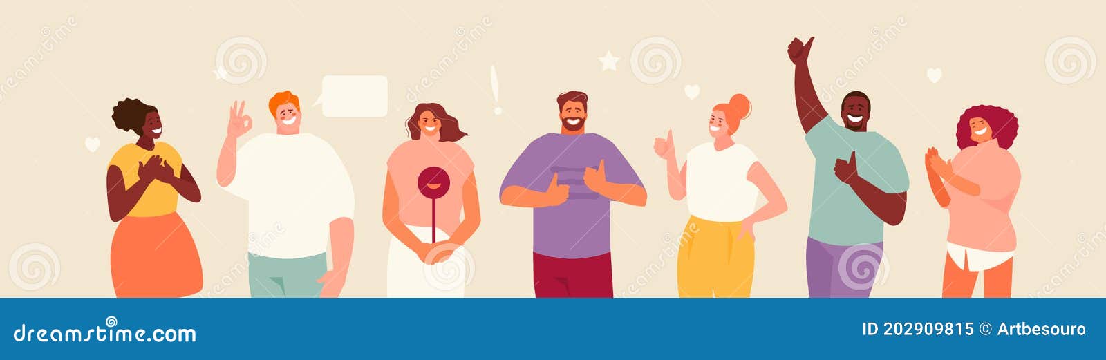 Positive People with Approving Gestures Vector Stock Vector ...