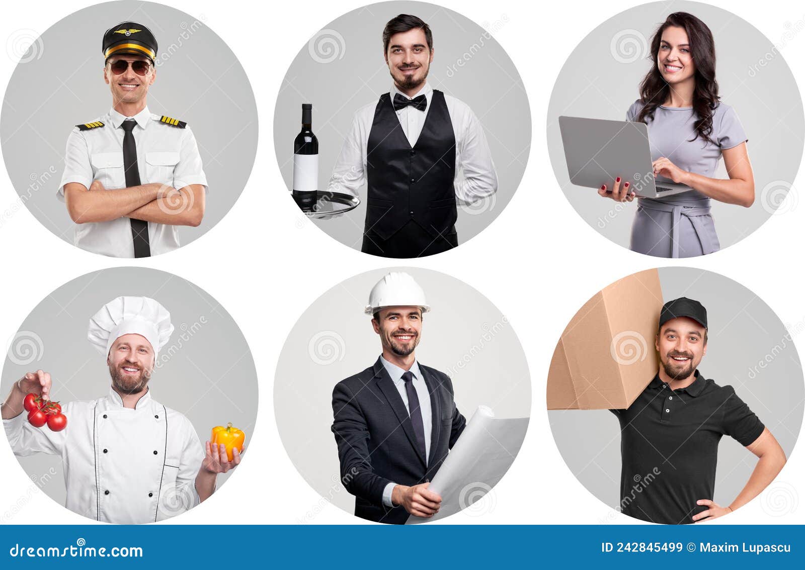 Positive People of Different Professions in Circles Stock Image - Image ...