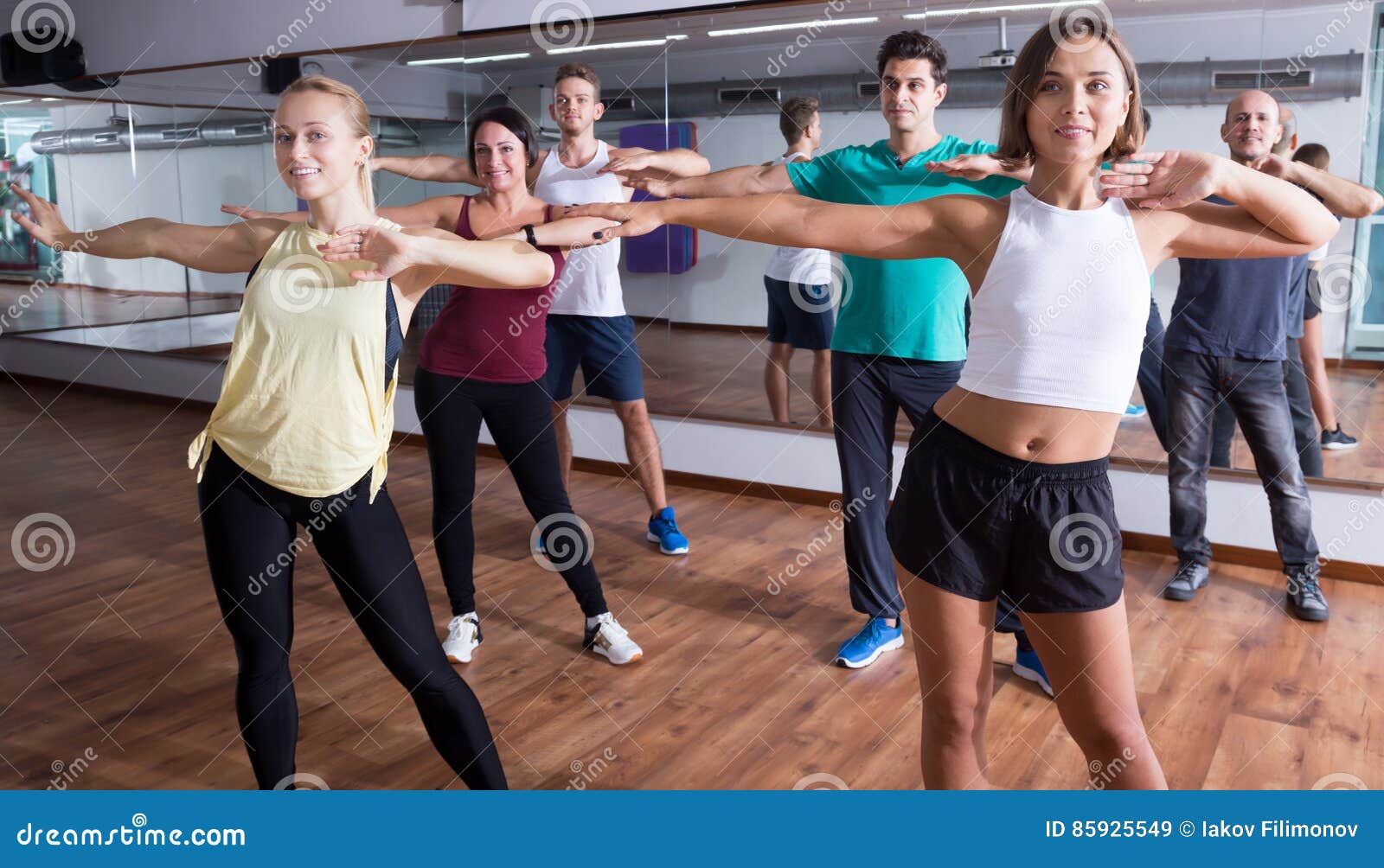 Positive People Learning Zumba Steps Stock Image - Image of muscle ...