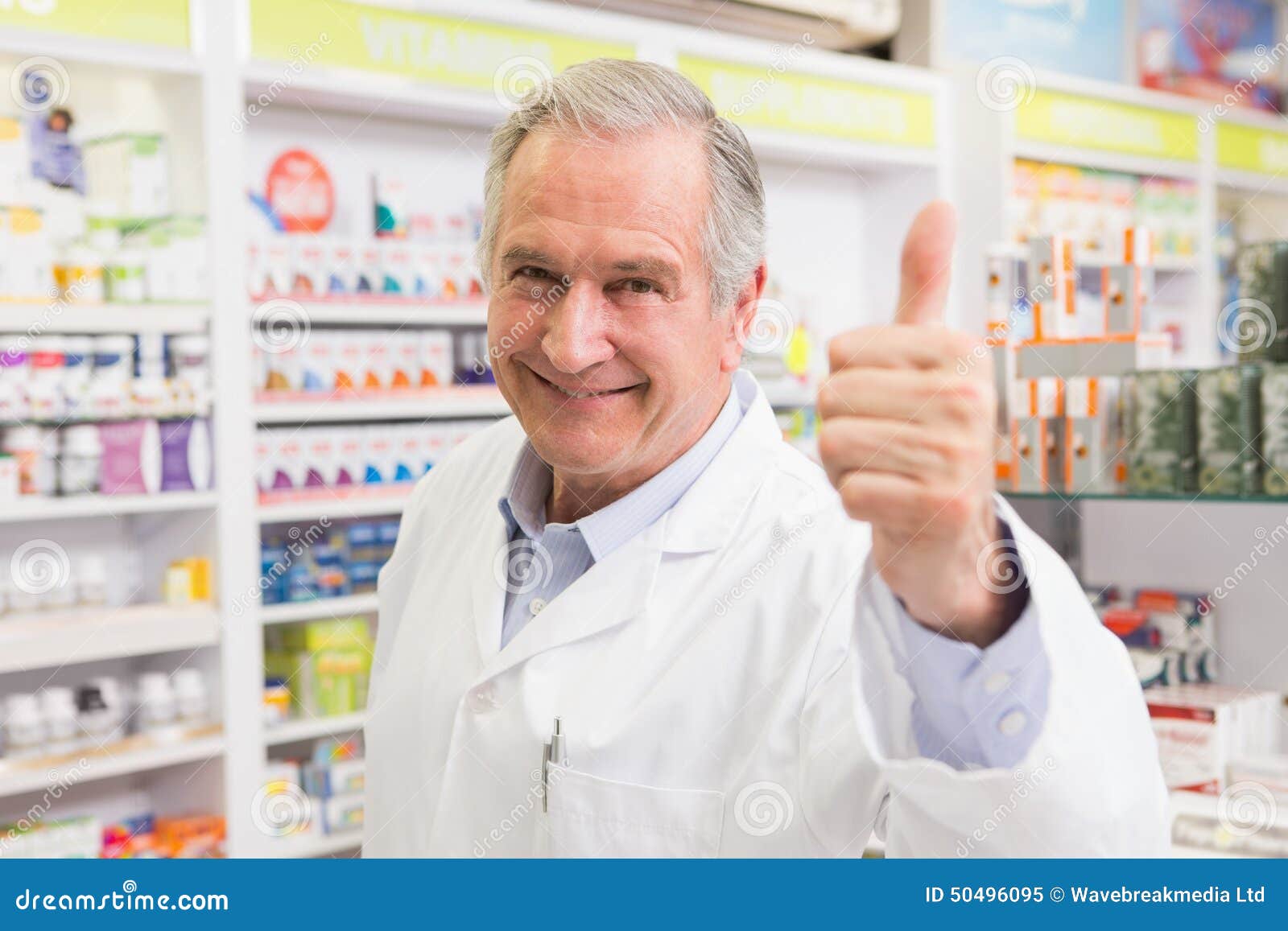 Positive Pharmacist with Thumb Up Stock Image - Image of happy ...