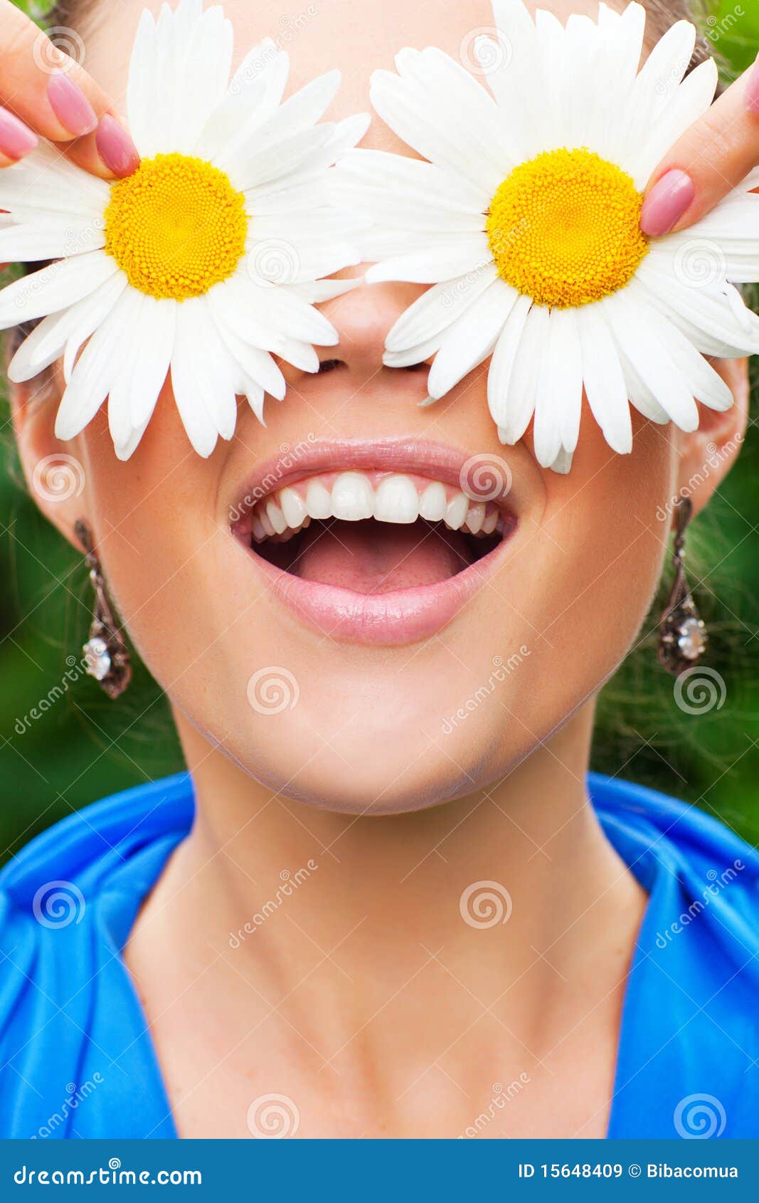 Positive Portrait with Camomile Stock Image - Image of nature ...