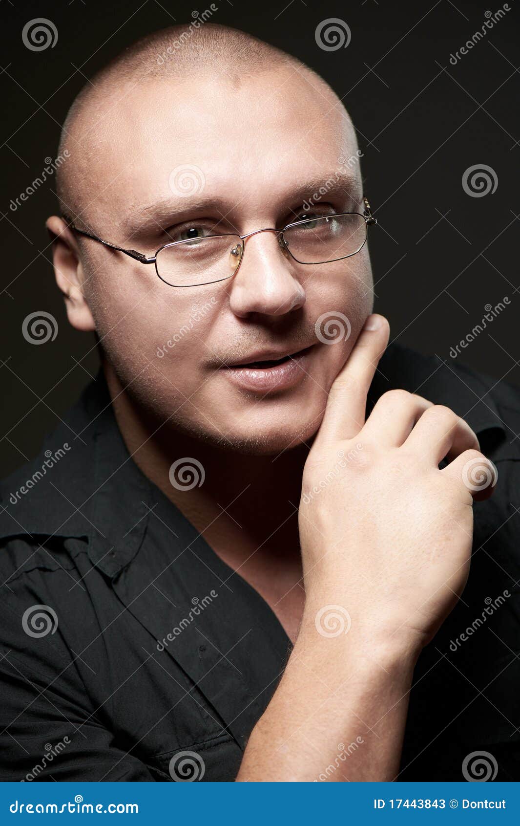 Positive Portrait of Serious Man in Eyeglasses Stock Image - Image of ...