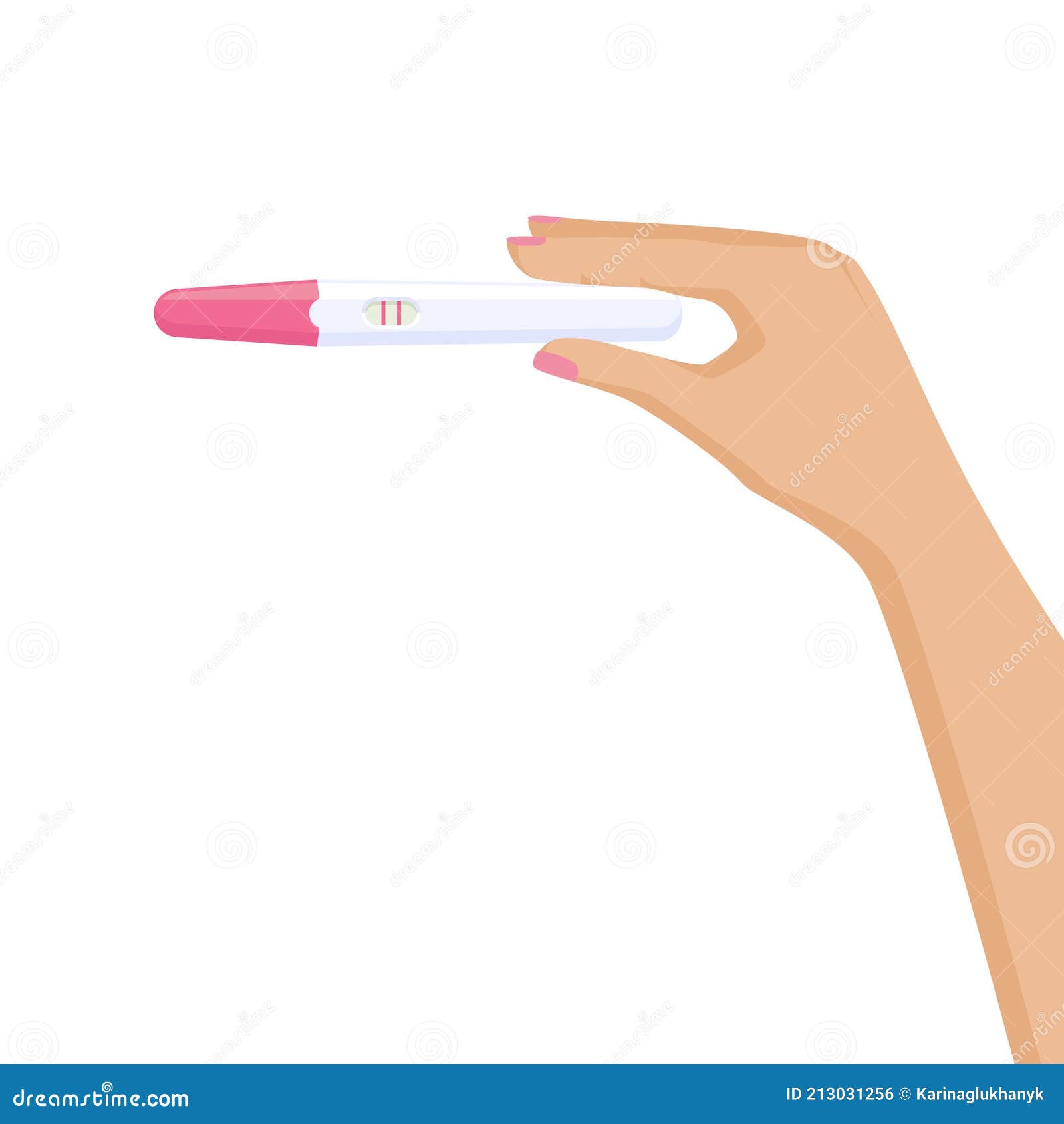 Pregnancy Or Ovulation Positive Test In Woman Hand Vector Illustration