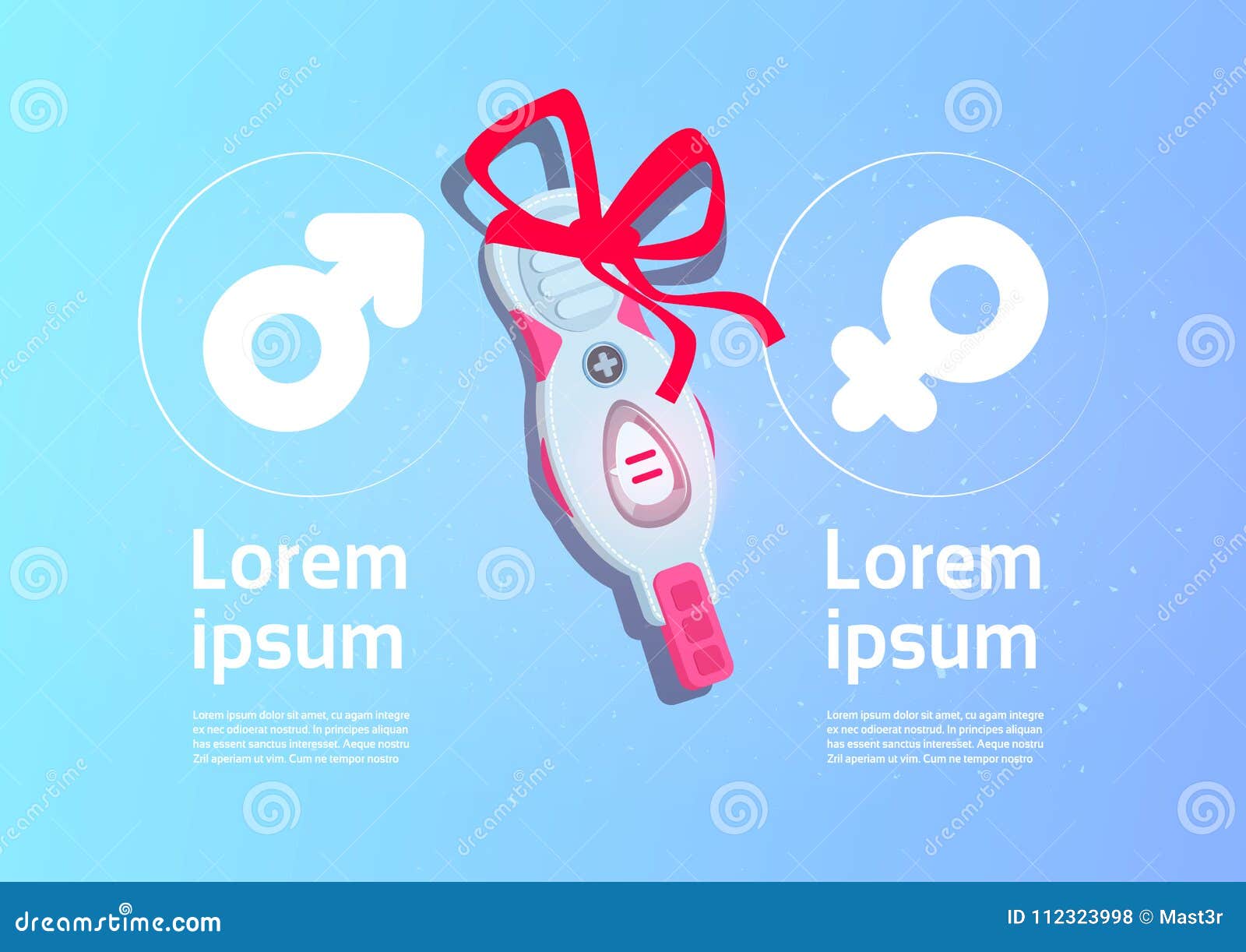 Positive Prenancy Test With Red Ribbon Bow On Background With Copy Space Stock Vector