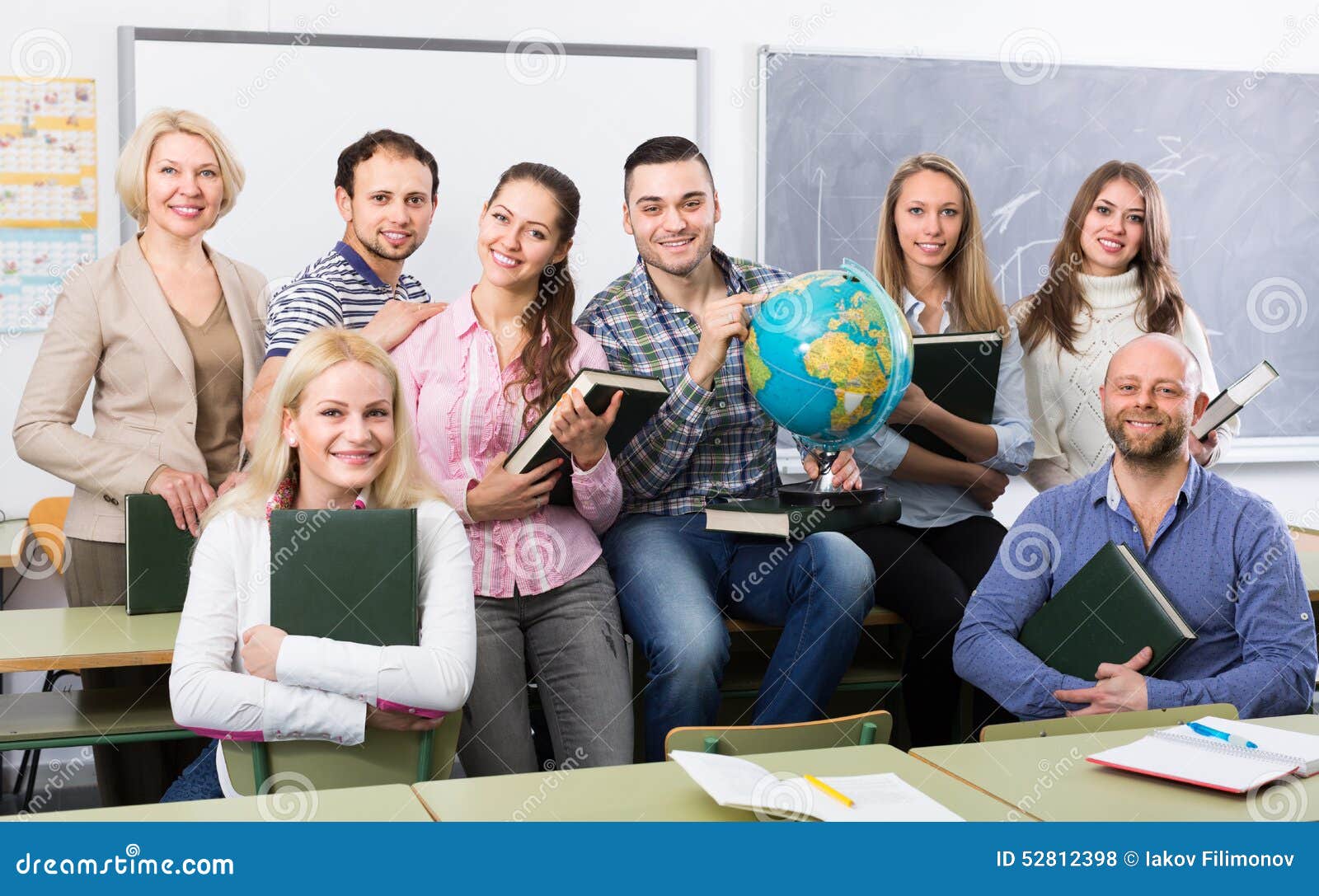 Positive Professor and Group of Students Stock Photo - Image of group ...
