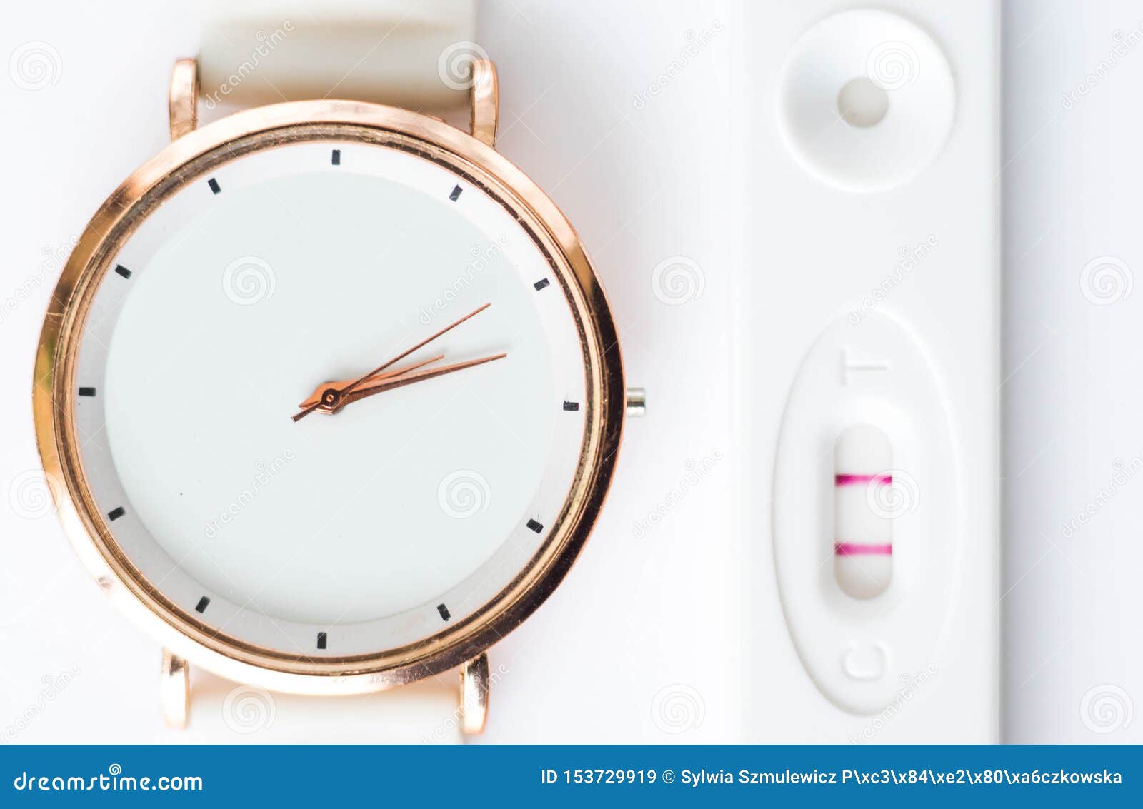 Positive Quick Pregnancy Test On Clear Background With Clock Stock Image Image Of Birth Clock