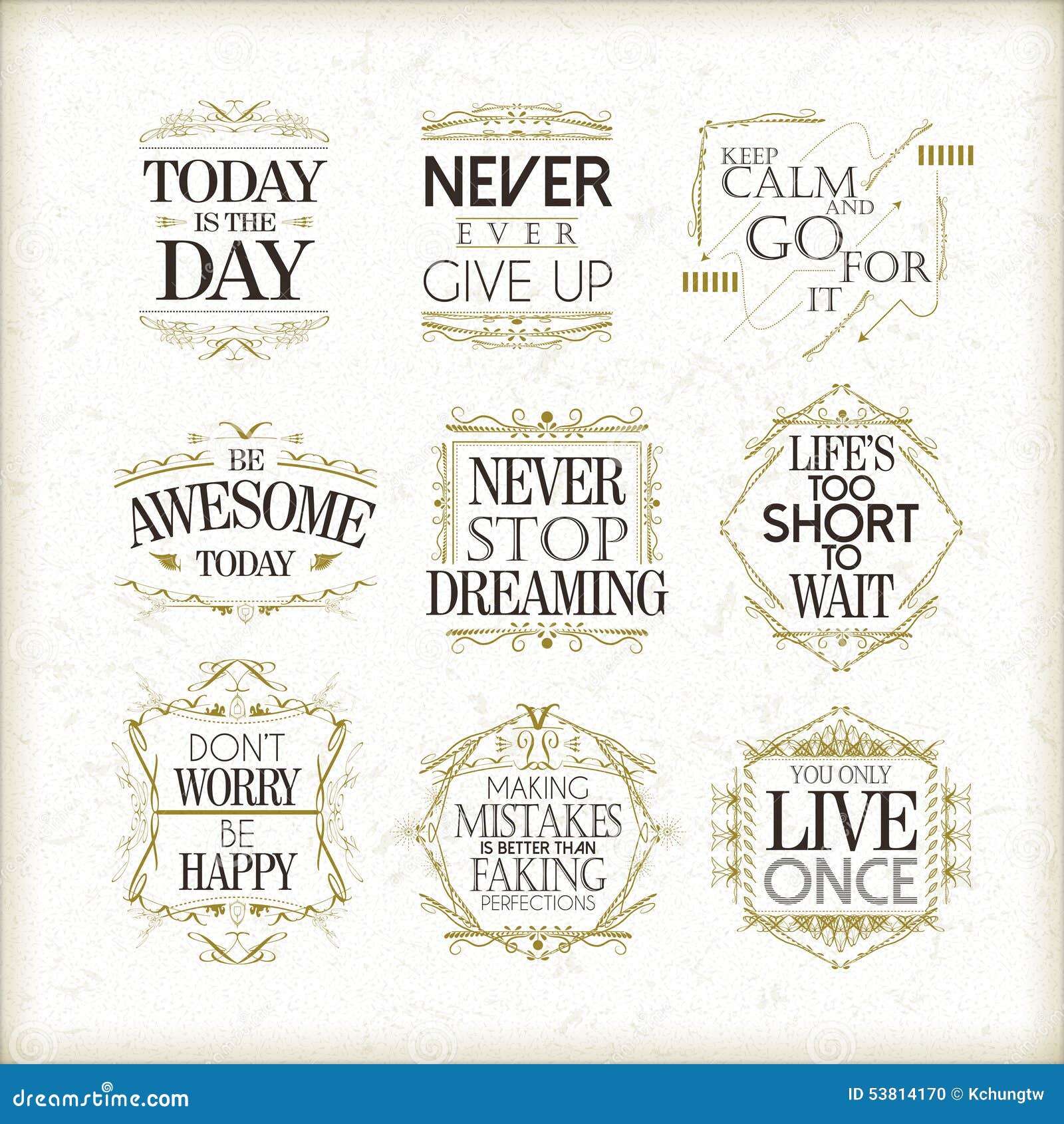 Positive Quotes Set, Hand Wriiten Lettering Motivational Slogans Vector ...