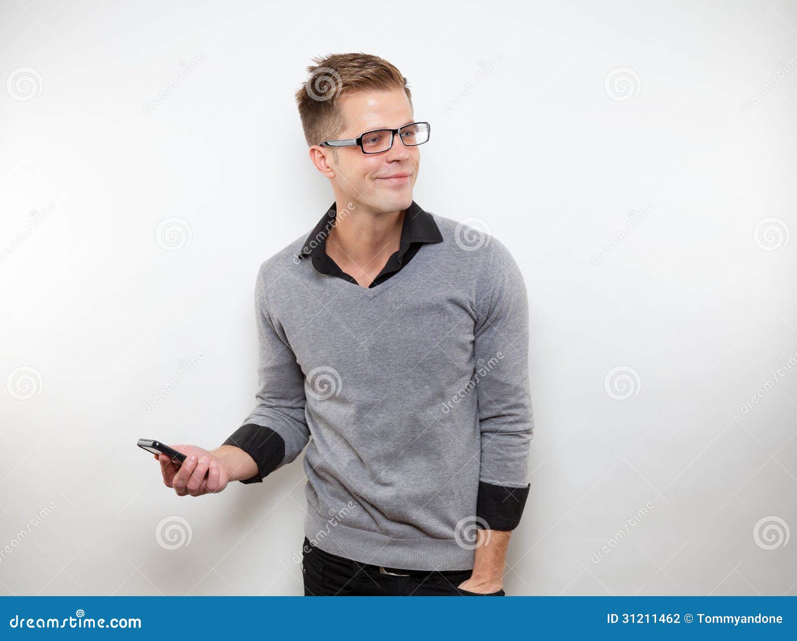 Positive Reaction after Receiving a Message Stock Photo - Image of ...