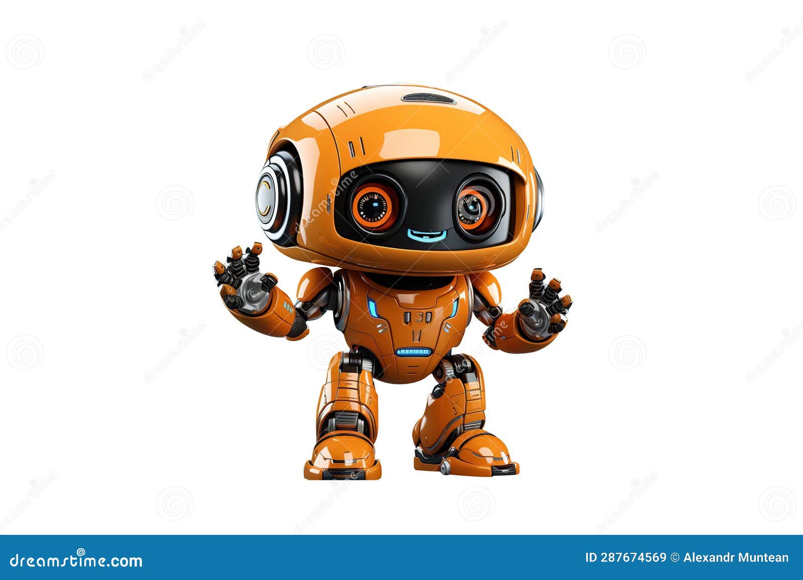 Positive Robot Isolated on White Background. Stock Illustration ...