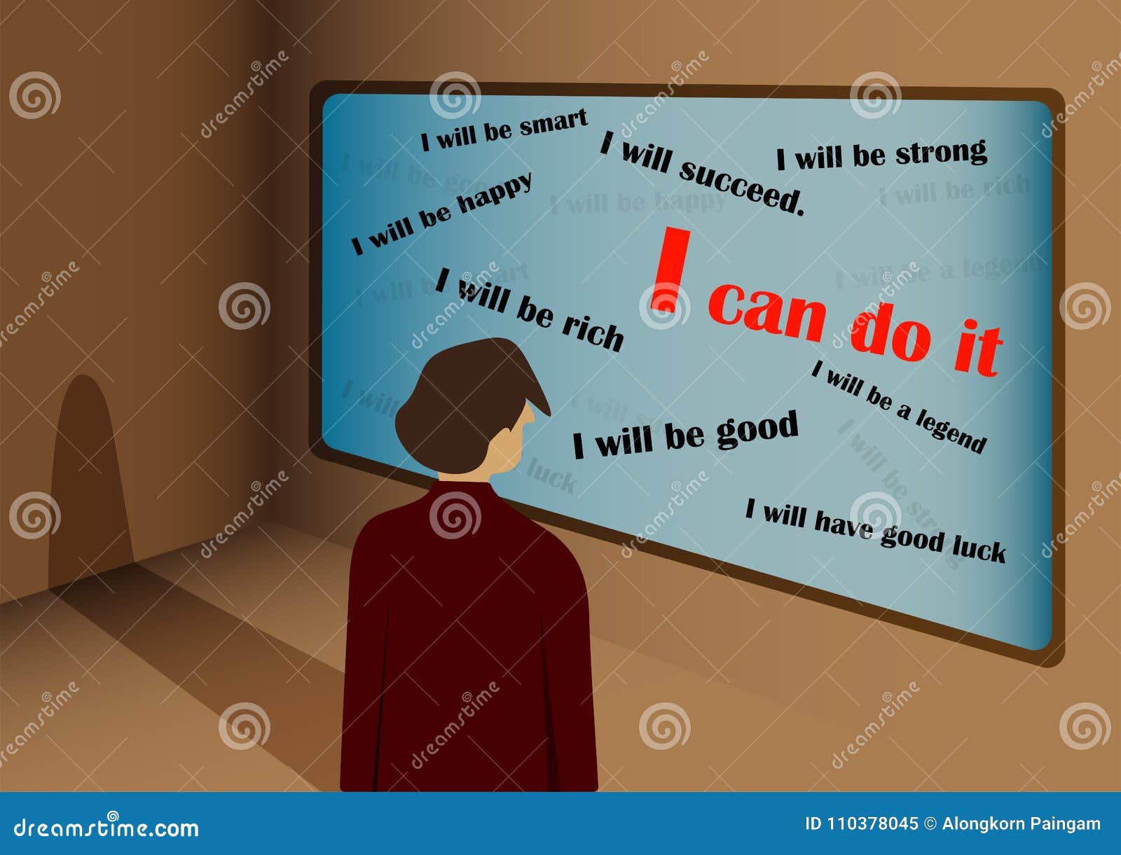 Positive Self Talking.Energize Yourself from Thinking Stock Vector ...