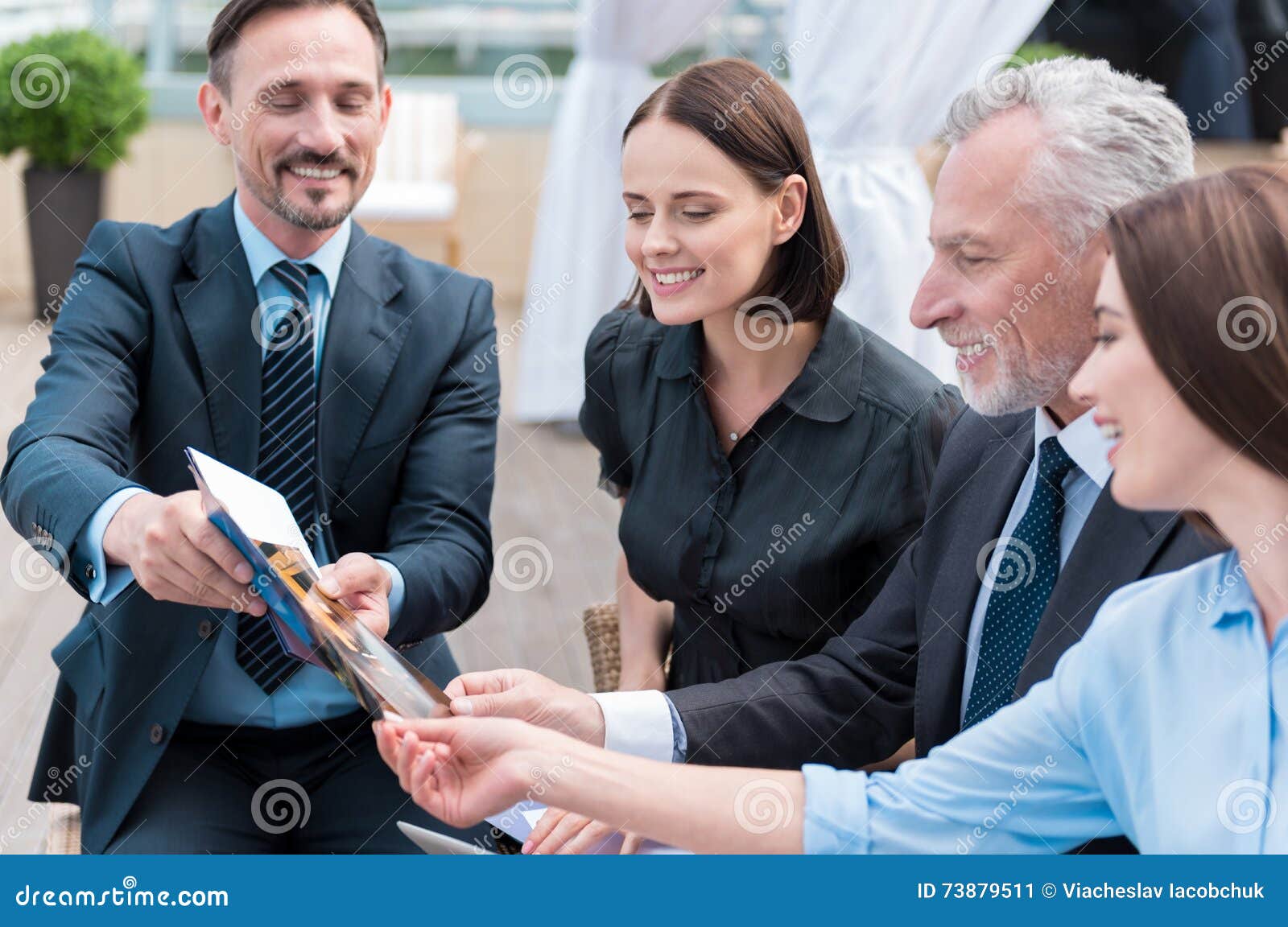 Positive Smiling Colleagues Working on the Project Stock Image - Image ...