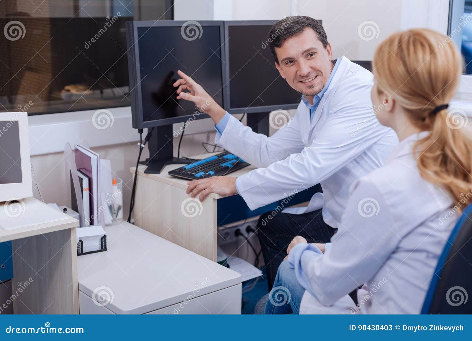 Positive Smiling Man Interacting with His Colleague Stock Image - Image ...