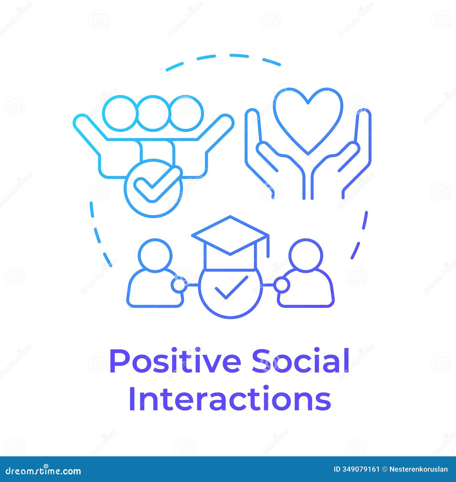 Positive Social Interactions Blue Gradient Concept Icon Cartoon Vector ...