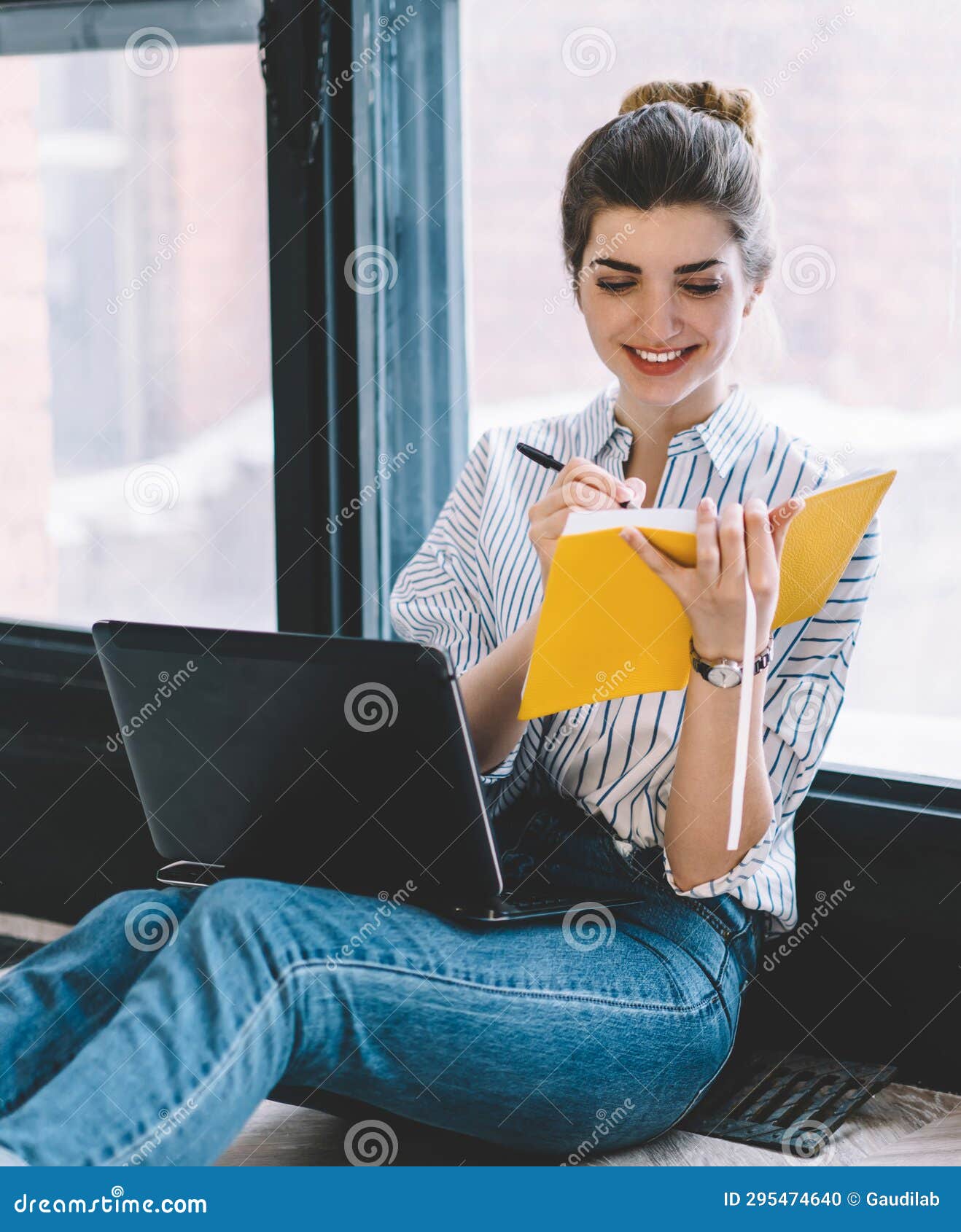 Positive Student Drawing Design Sketch in Notepad Stock Photo - Image ...