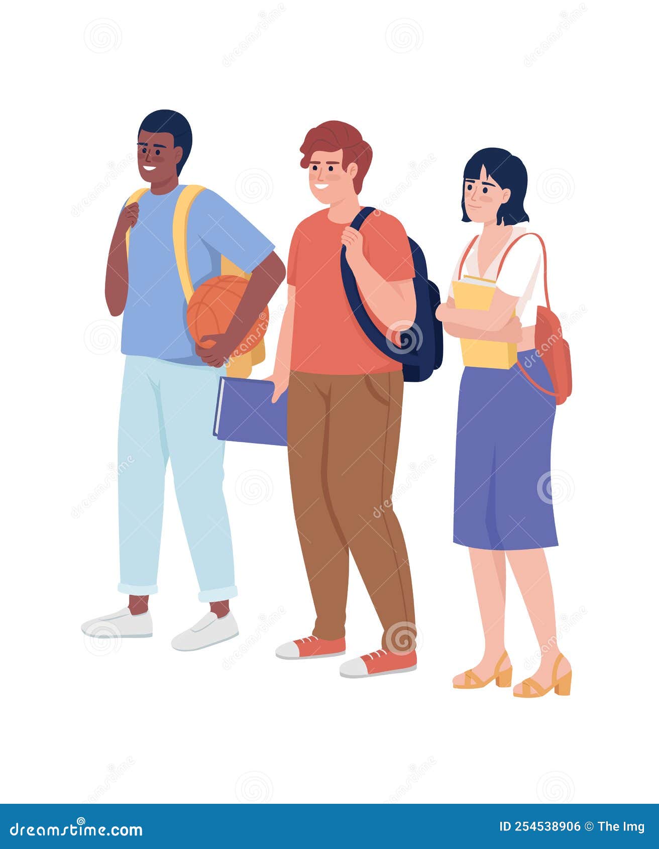 Positive Students Group Semi Flat Color Vector Characters Stock Vector ...