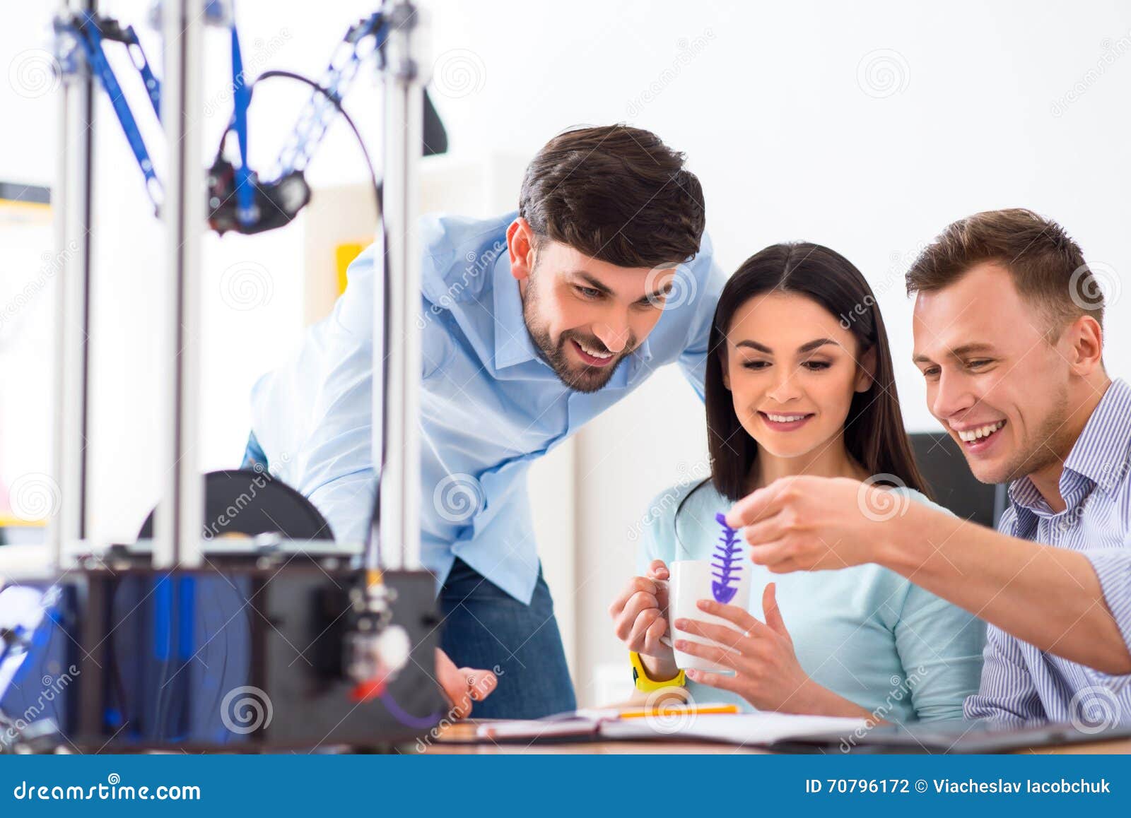 Positive Students Using 3d Printer Stock Photo - Image of light ...