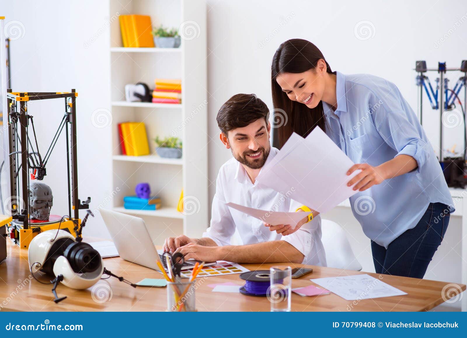 Positive Students Working with Papers Stock Photo - Image of innovation ...